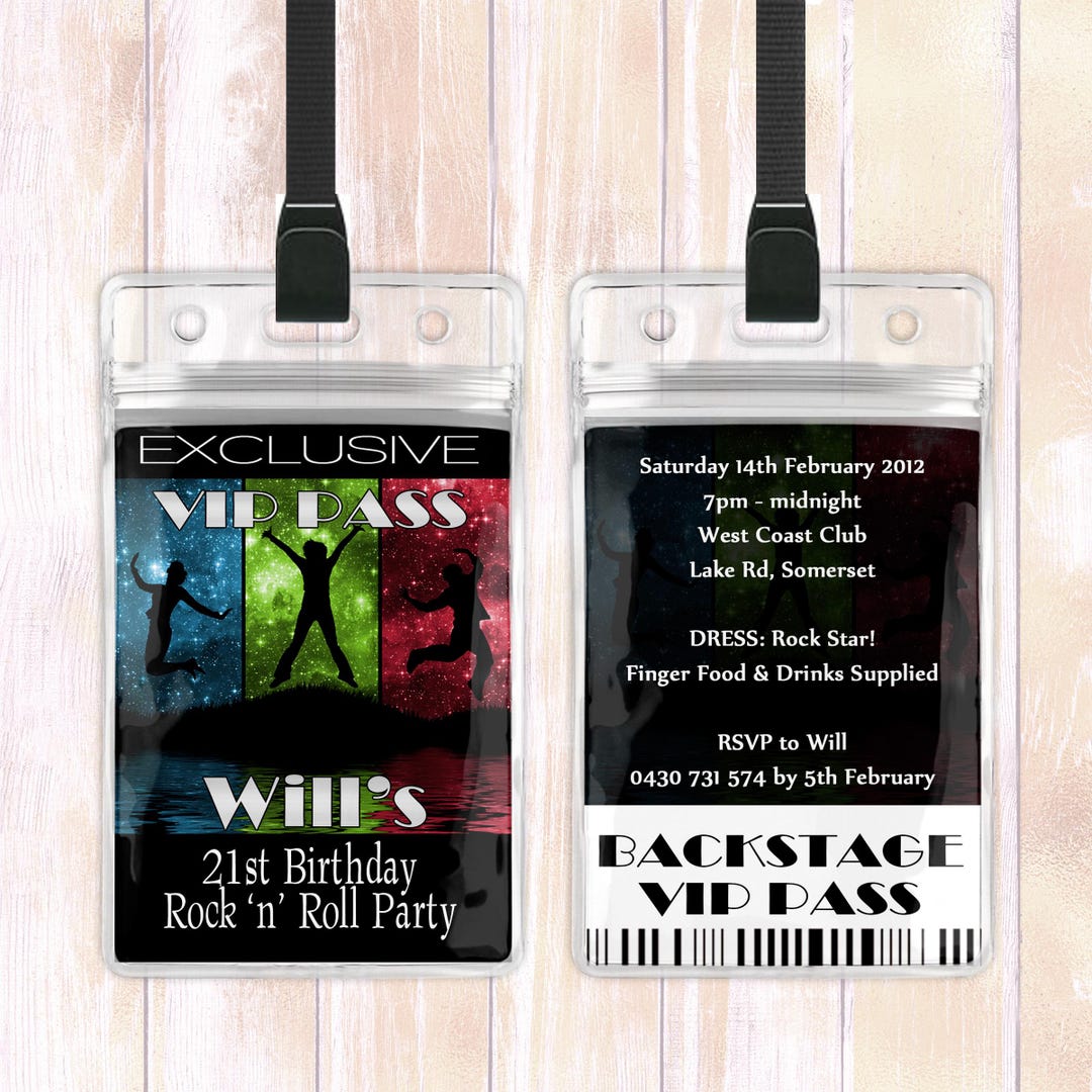 DIGITAL DOWNLOAD VIP Lanyard Rock & Roll Dance Party Birthday ...
