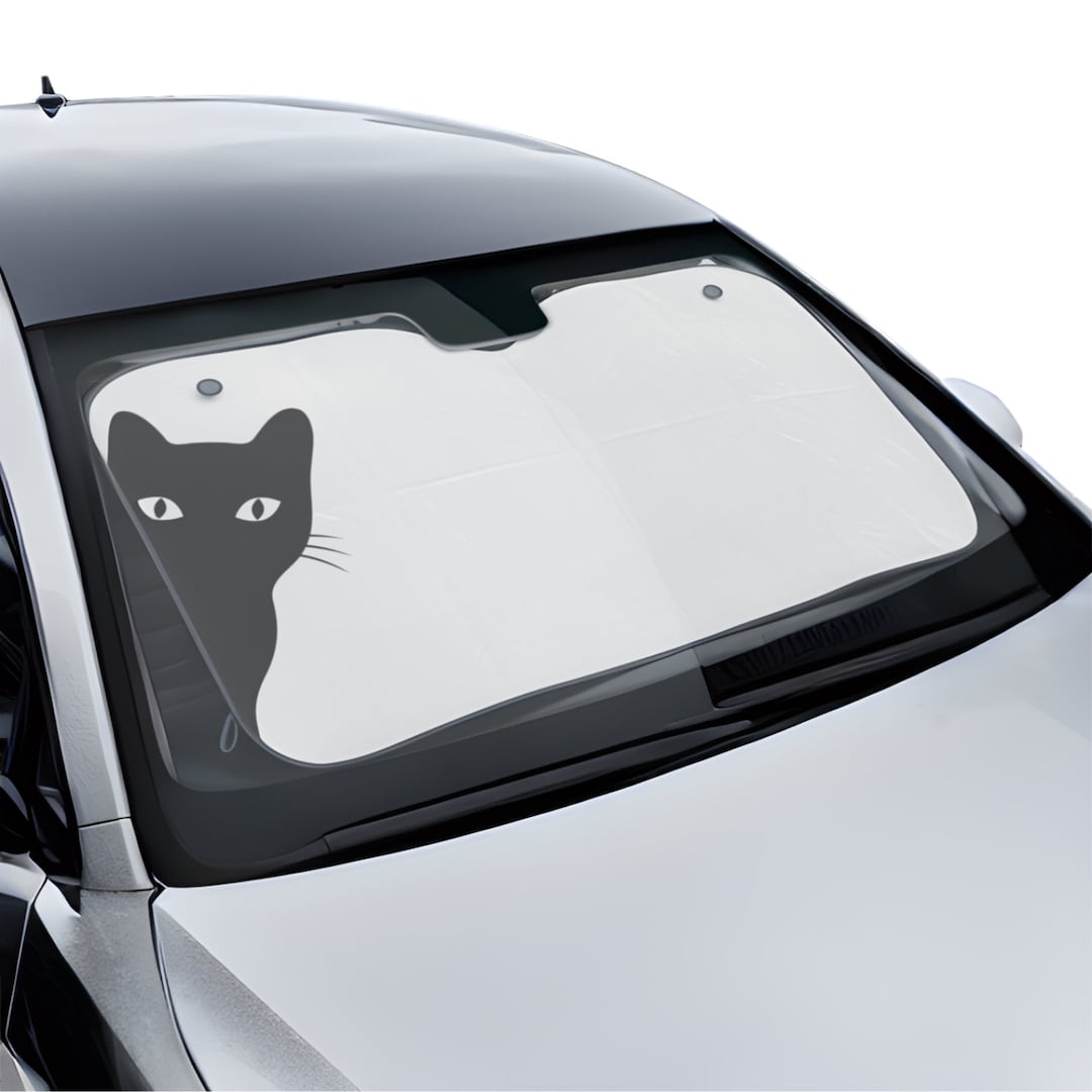 Black Cat Peeking Car Sun Shade: UV Protection, Foldable Design - Etsy