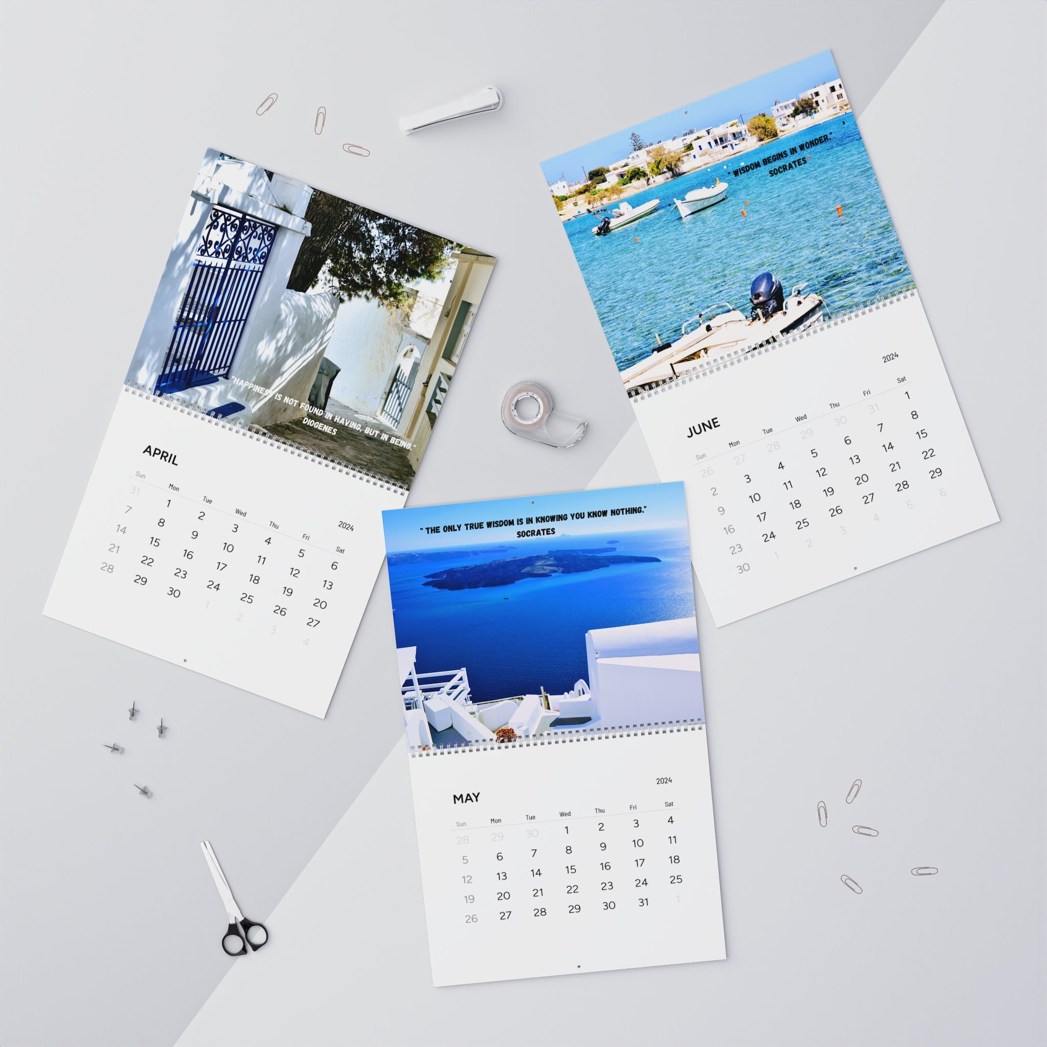 Greece Wall Calendars 2024 with Greek philosopher famous quote for ...