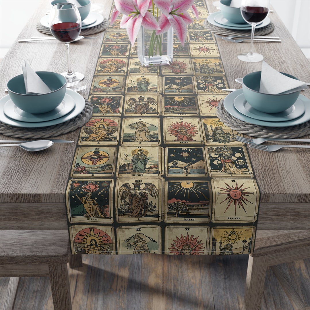 Tarot Card Table Runner: Witchy Halloween Decor, Cotton Twill - Etsy