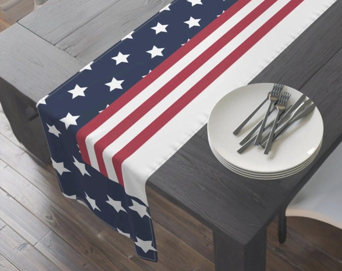 36 Flag Table Runner Reversible Red White and Blue Table Runner ...