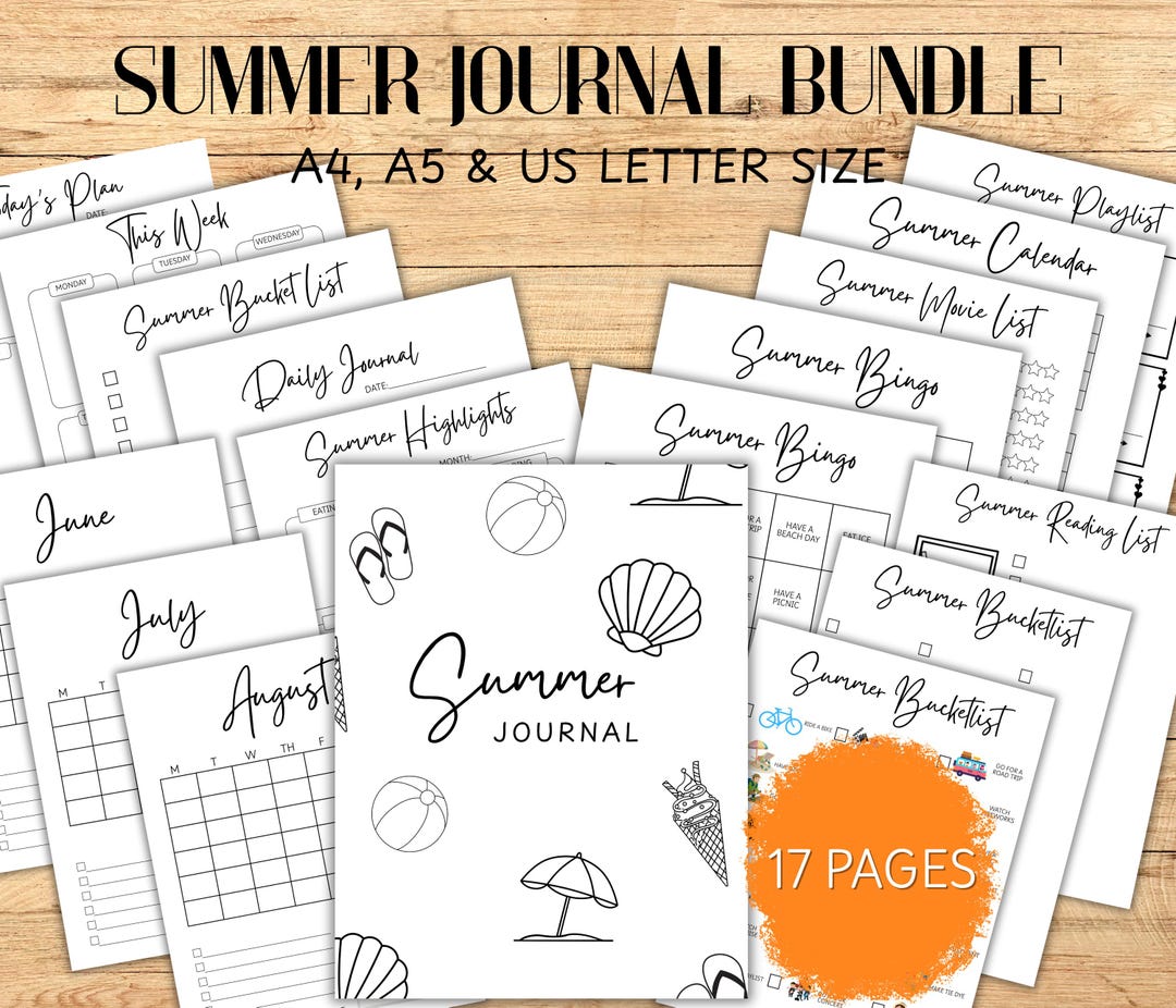 Summer Journal Bundle - PRINTABLE Summer Planner - Summer Journal Pages ...