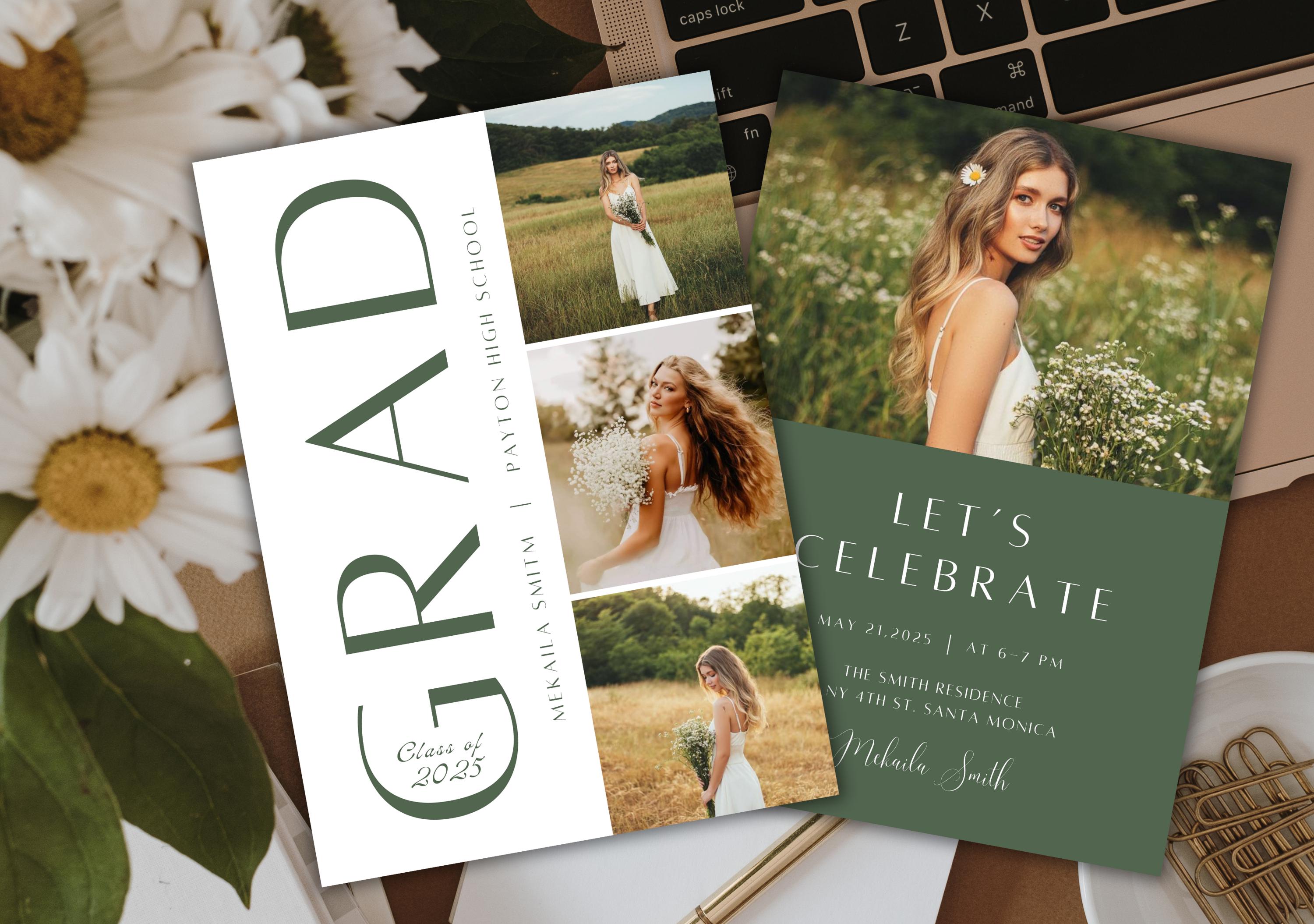 Graduation Announcement Card CANVA Template, Graduation Invitation ...