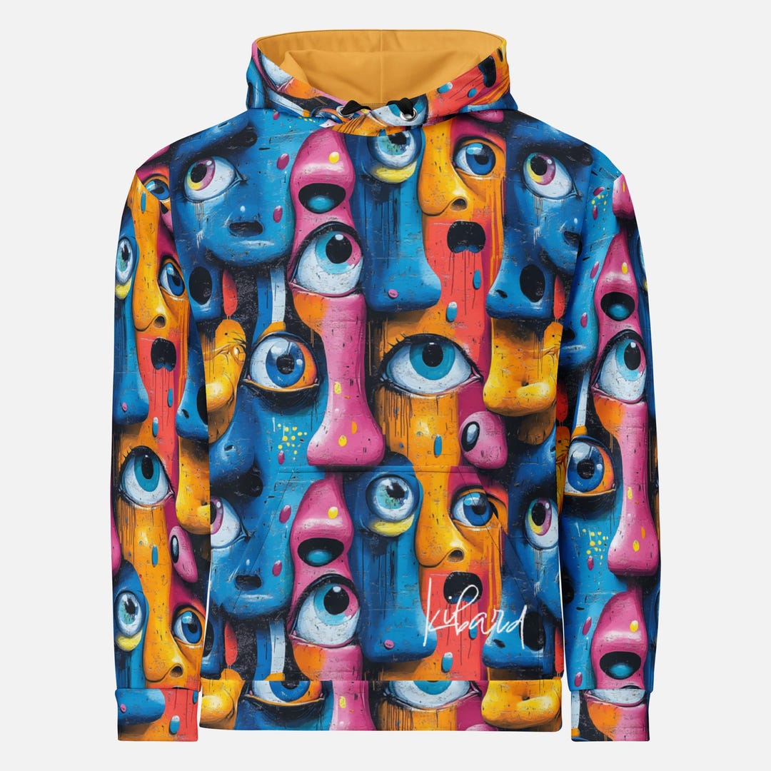 Trippy Abstract Faces Hoodie - Surreal Pop Art - Drippy Melting Eyes ...