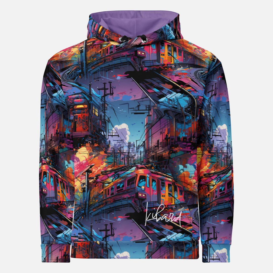 Urban Street Art Hoodie - Colorful Train Cityscape - All-over Print for ...
