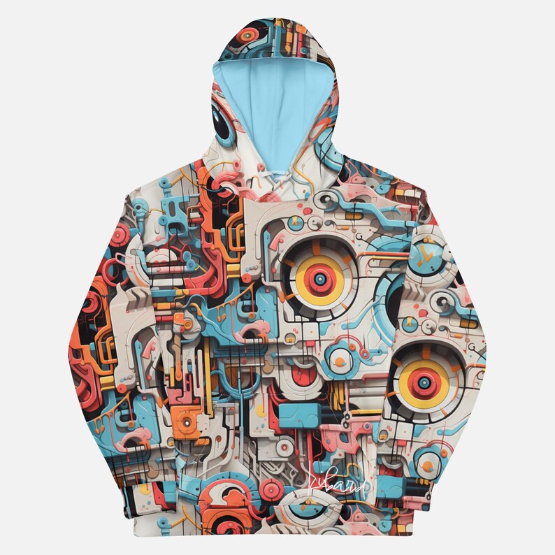 Futuristic Mechanical Art Hoodie - Sci-fi Inspired - Streetwear Design ...