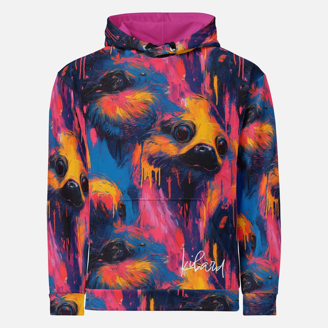 Colorful Sloth Hoodie: Graffiti Animal Art, Neon Streetwear - Etsy