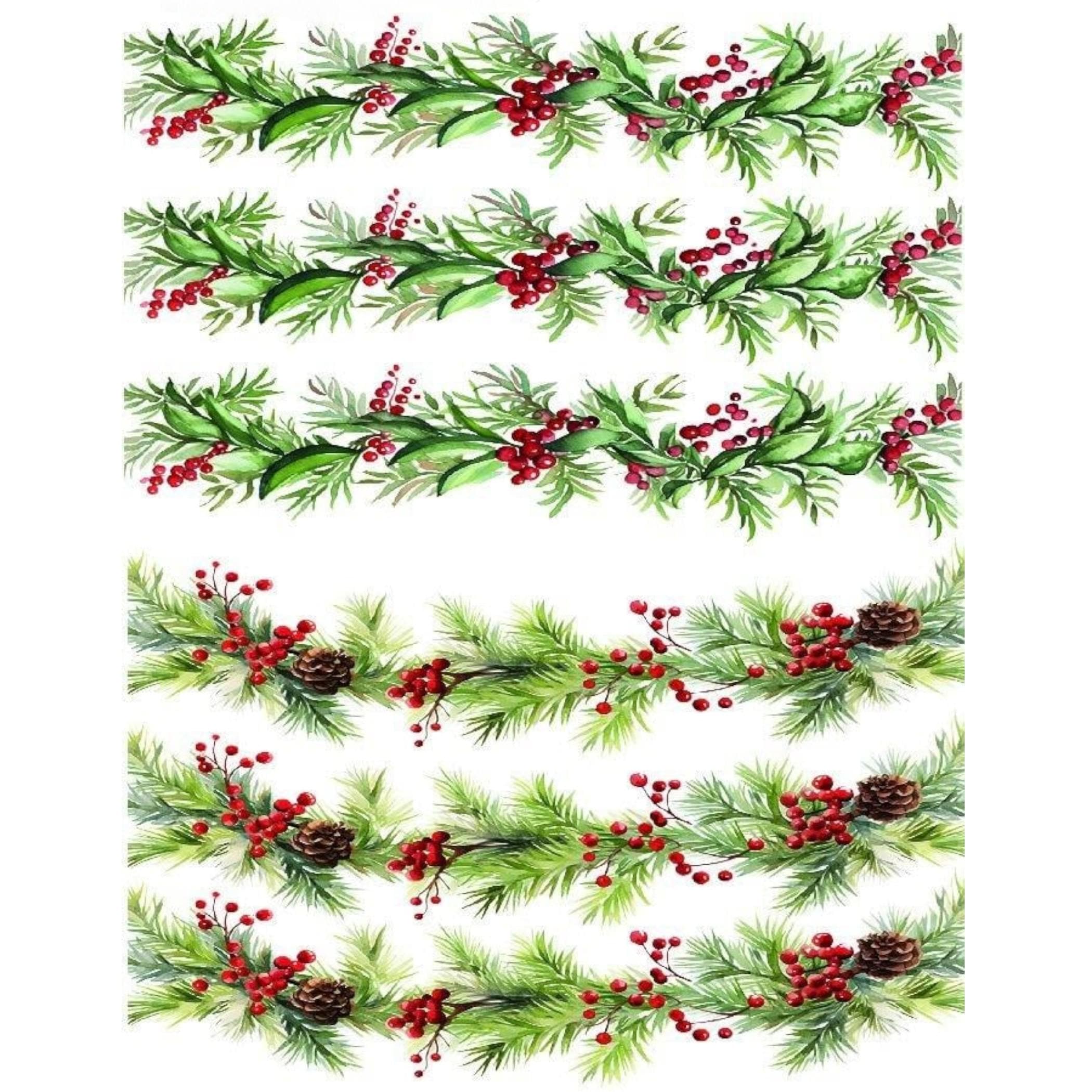 Christmas Flower Borders Water Slide Transfer | Classic Christmas Decor ...