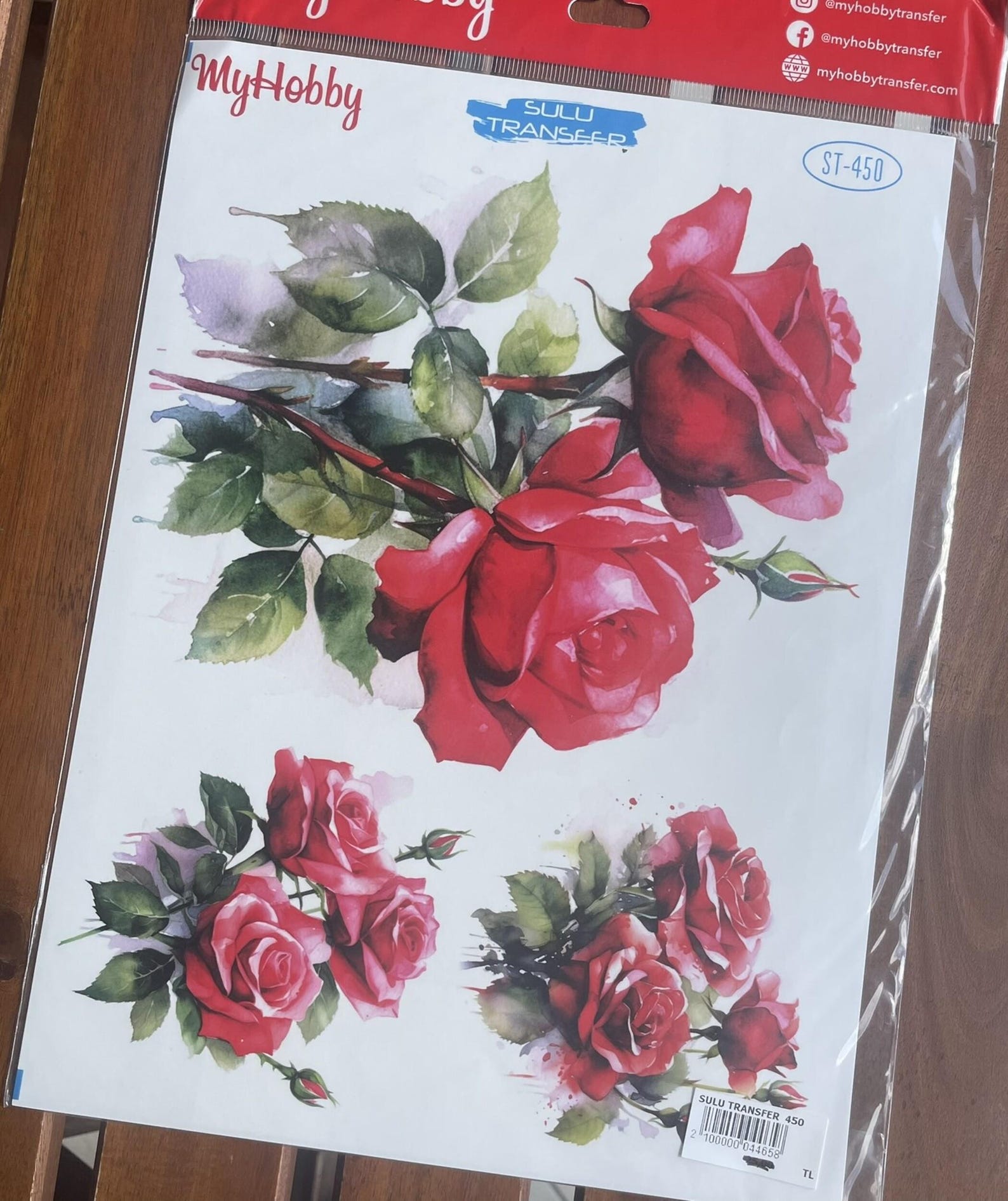 Red Roses Floral Transfer Paper for Furniture and Crafts | Elegant ...
