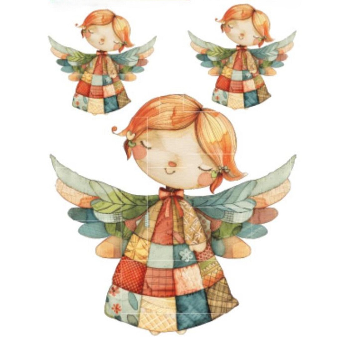 Whimsical Patchwork Angel Transfer Decal for Baby Furniture | Cute ...