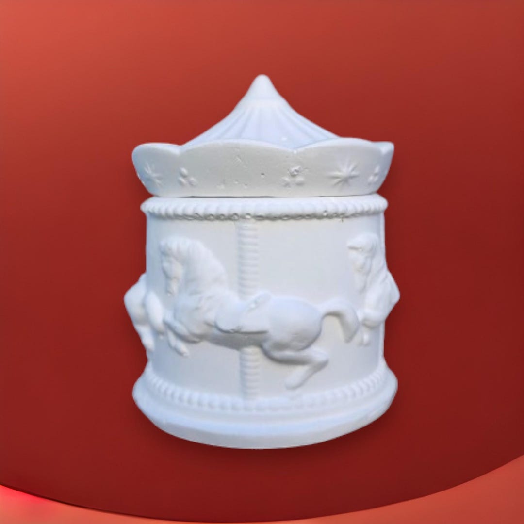Carousel Box With Lid - Unpainted Carousel Jewelry Box - Ready to Paint ...