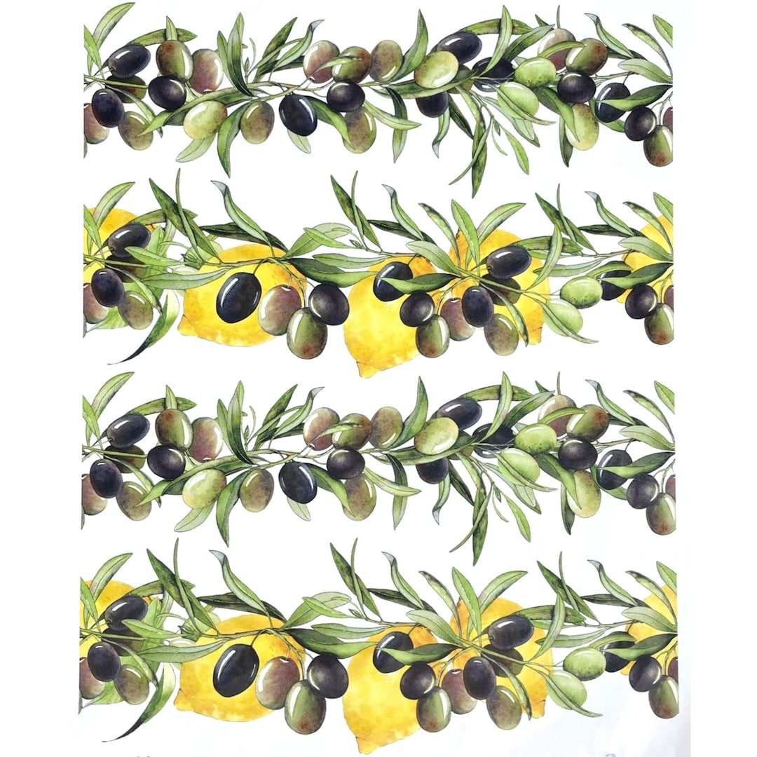 Olive Branches & Lemon Waterslide Decal | Italian Country Decor ...