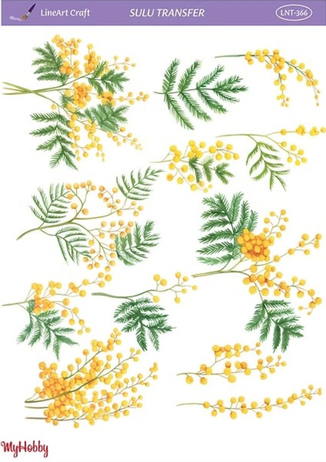 Mimosa Branch Waterslide Decal | Floral Wet Transfer for Furniture ...