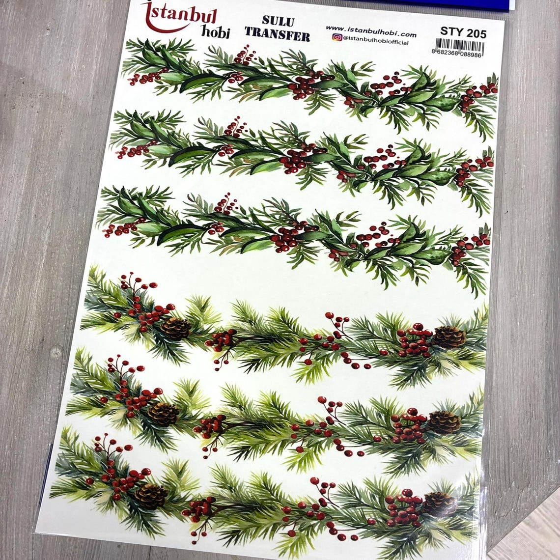 Christmas Flower Borders Water Slide Transfer | Classic Christmas Decor ...