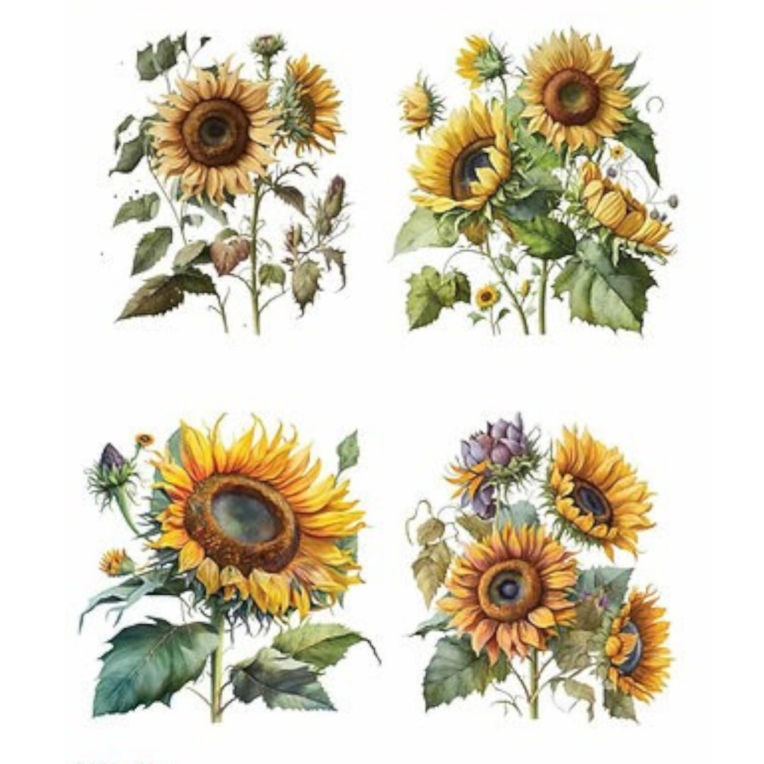 Mini Sunflower Waterslide Decal | Yellow Flower Furniture Transfer ...