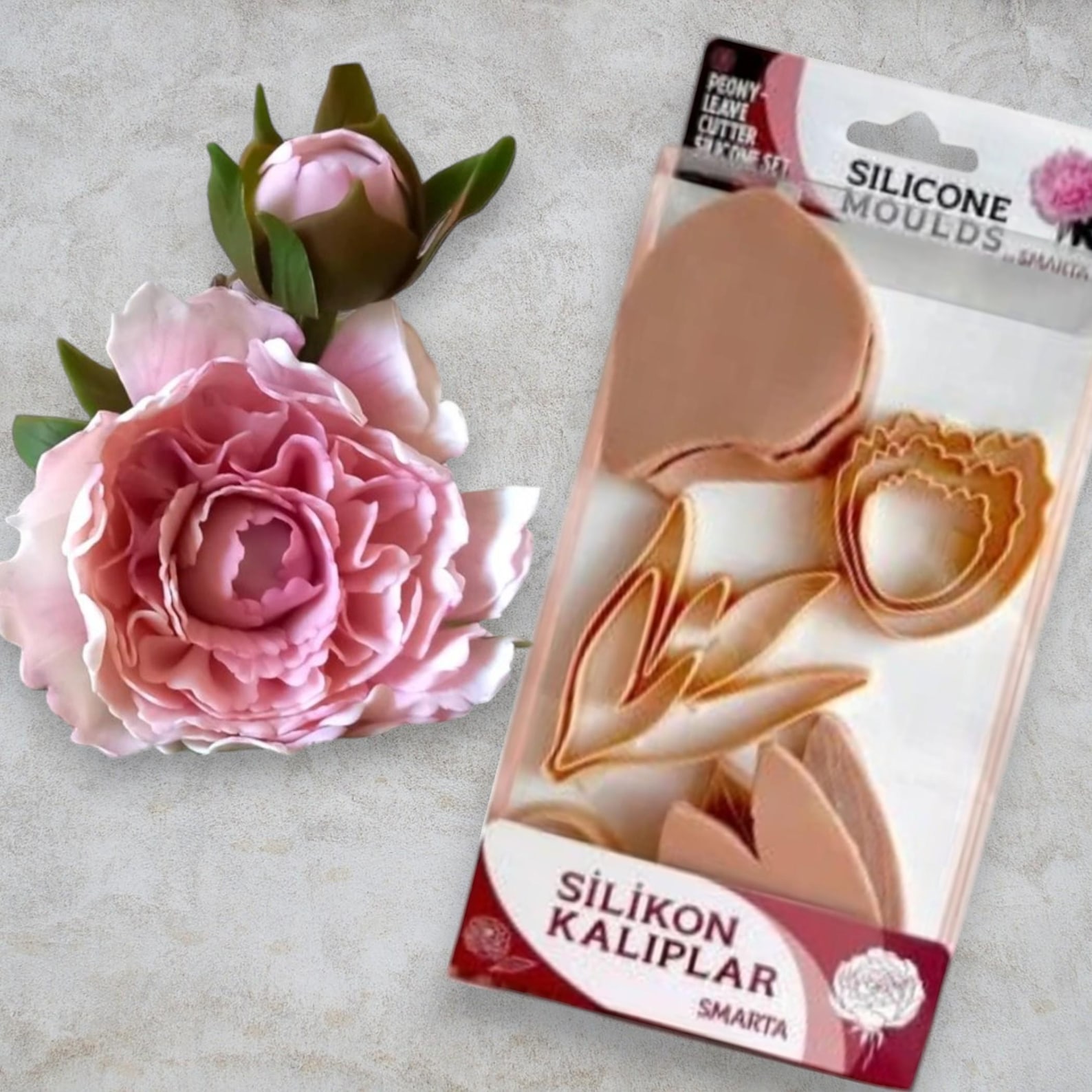 Peony Cutter and Veiner Silicone Mold Set, Polymer Clay Mold and Cutter ...