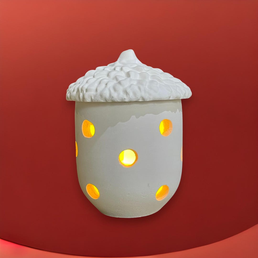 Unpainted Ceramic Acorn Box With LED Light, Paint Your Own Christmas ...