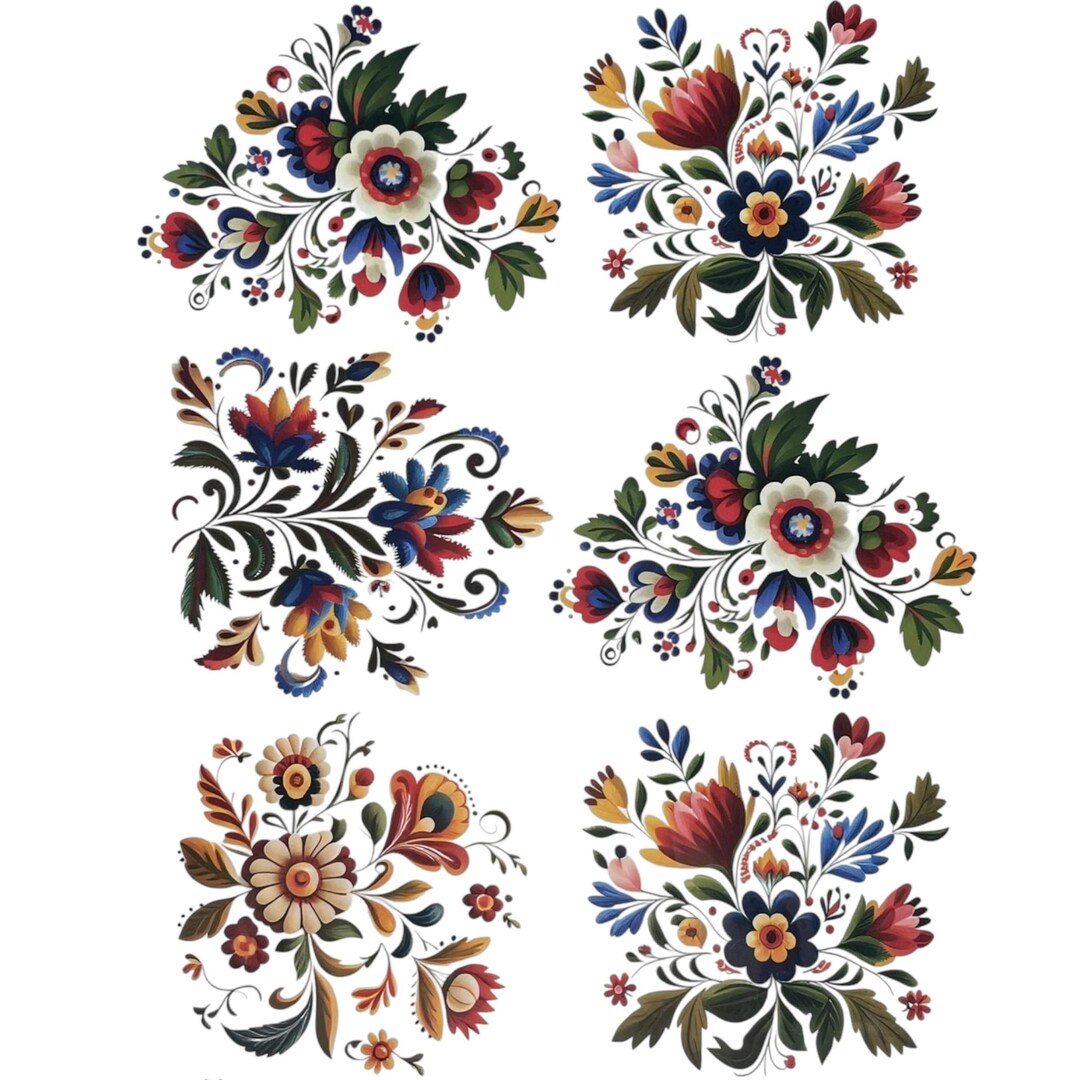 Colorful Flowers Waterslide Decal | Botanical Furniture Transfer ...