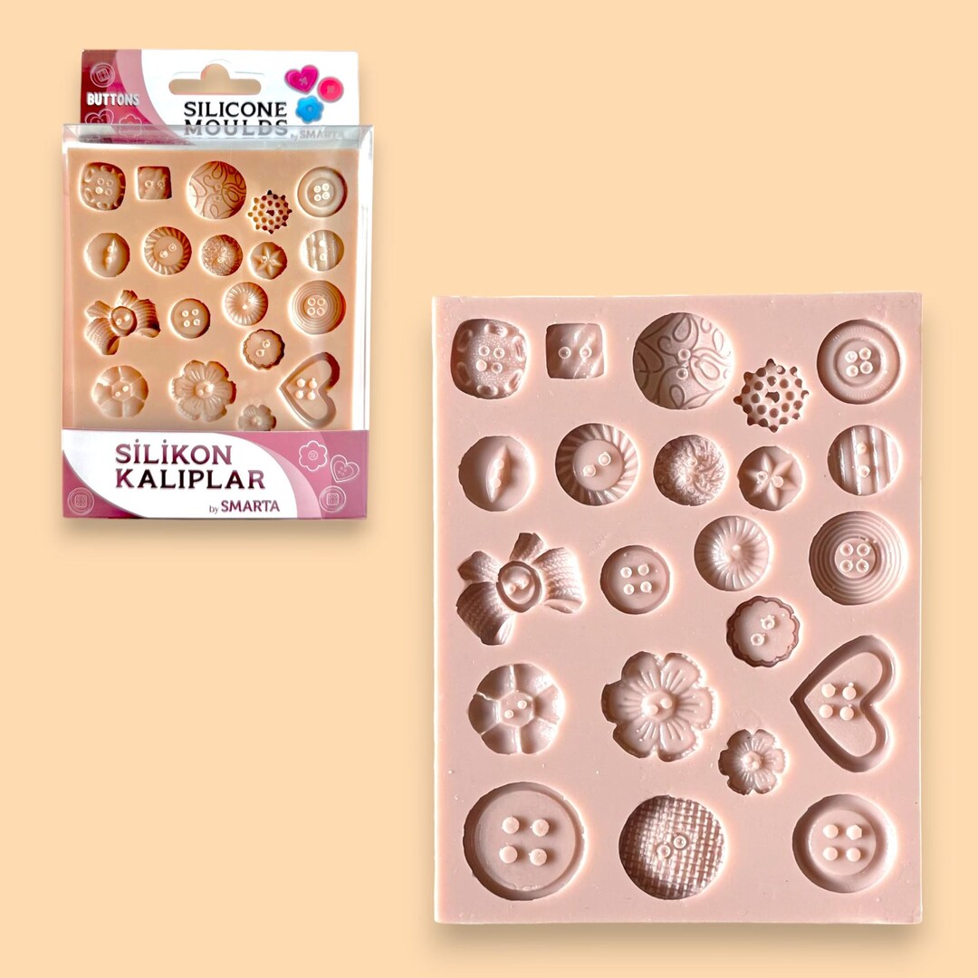 Buttons Polymer Clay Moulds - Flower Button Silicone Molds - Art ...