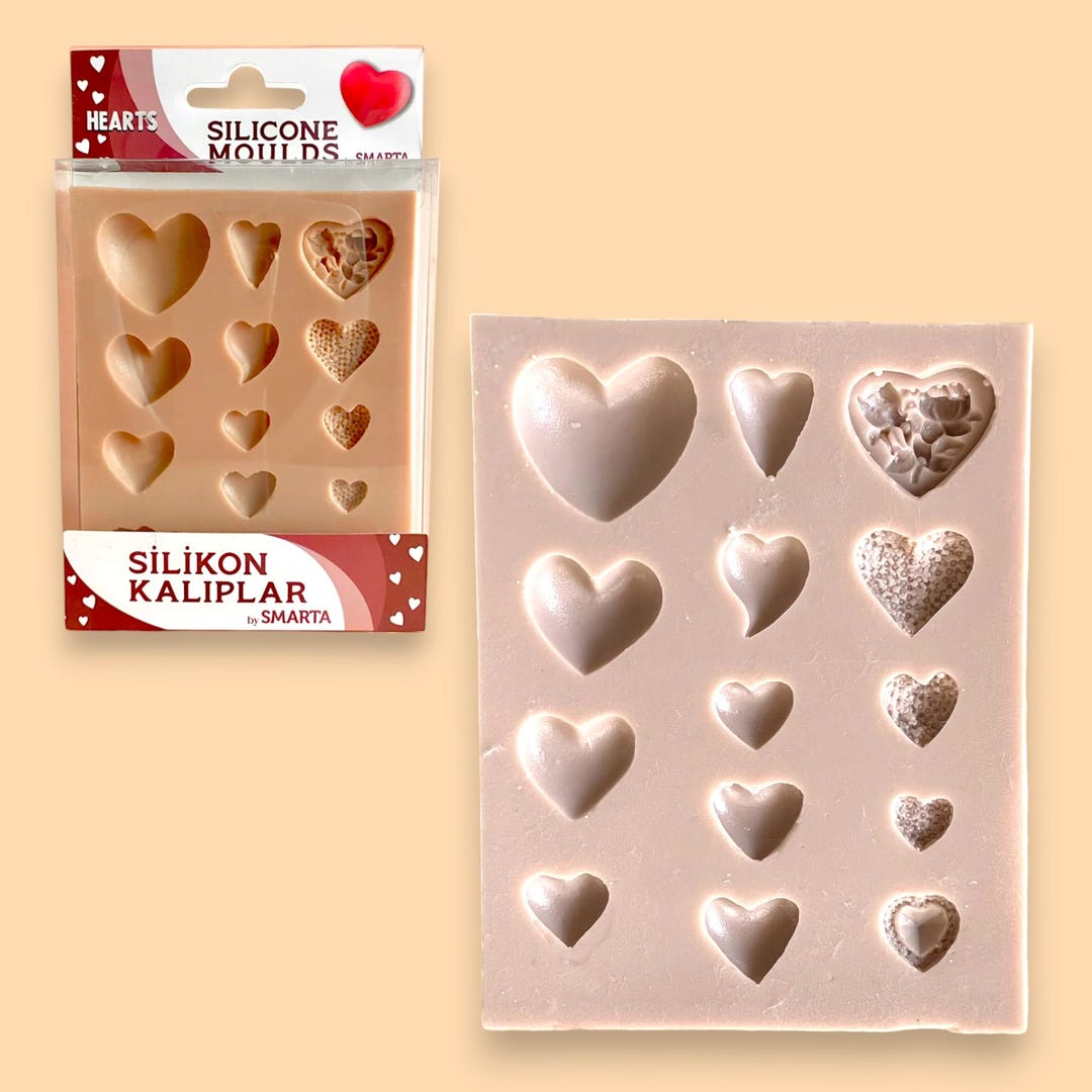 Multiple Heart Polymer Clay Moulds - 14 Different Shapes Heart Mold for ...
