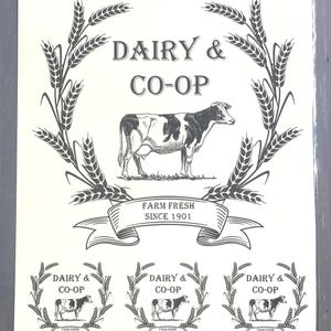 Dairy Cow Water Slide Transfer Sheet | Farm Fresh Label Sticker for ...