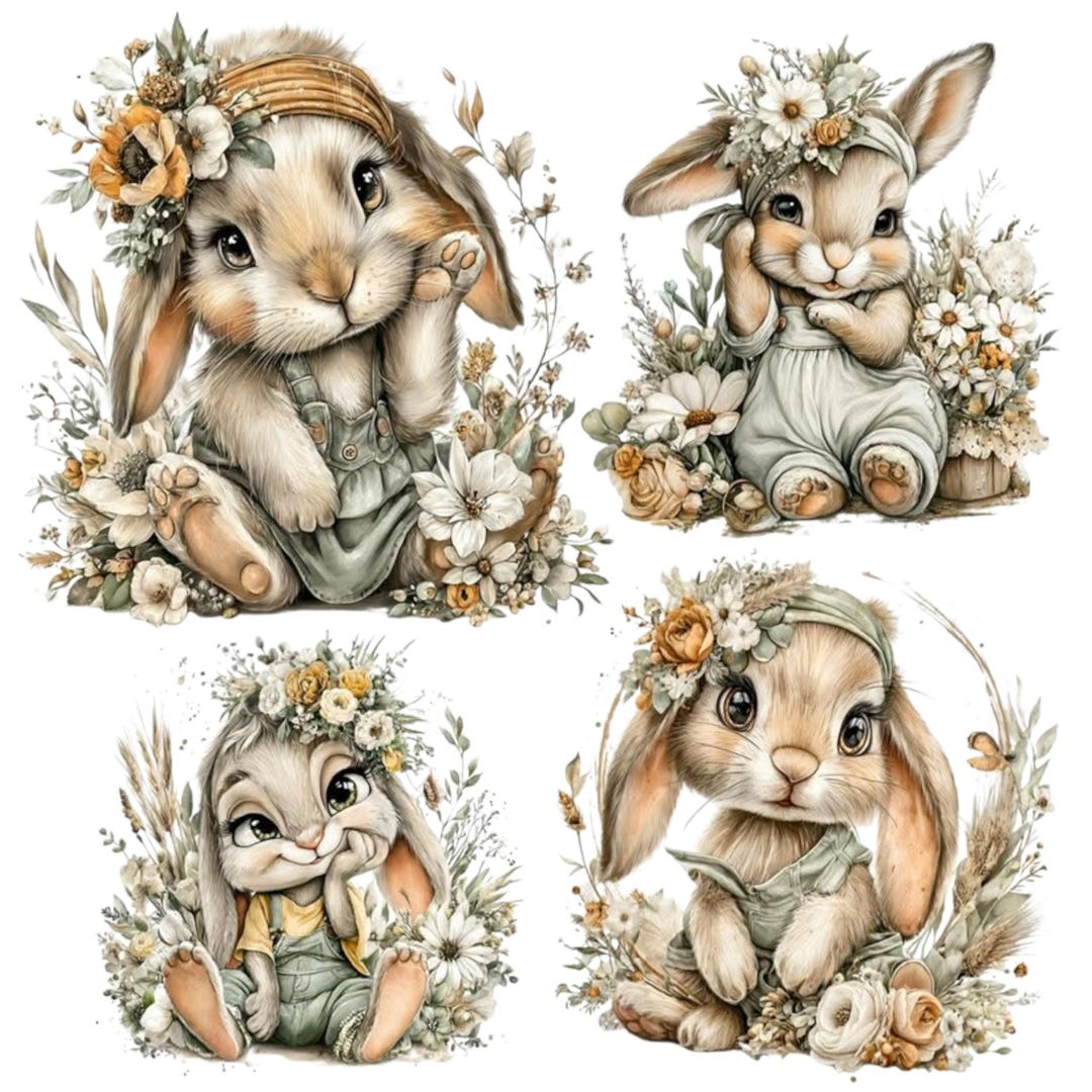 Cute Bunny DTF Transfer | Easter Bunny Iron on Transfer for Furniture ...