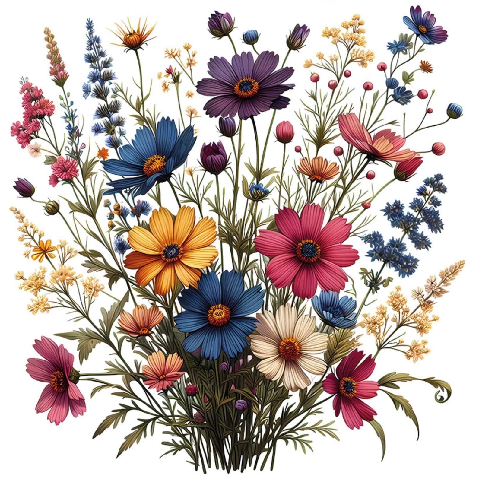 Vibrant Wildflower Iron on Furniture Transfer | Floral Heat Transfer ...