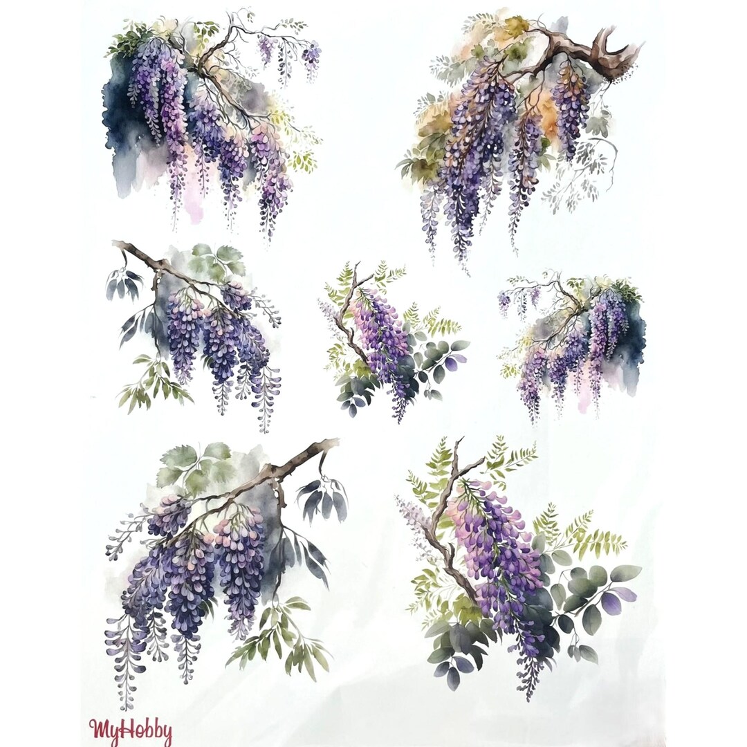 Purple Wisteria Waterslide Decal | Shabby Chic Floral Furniture ...