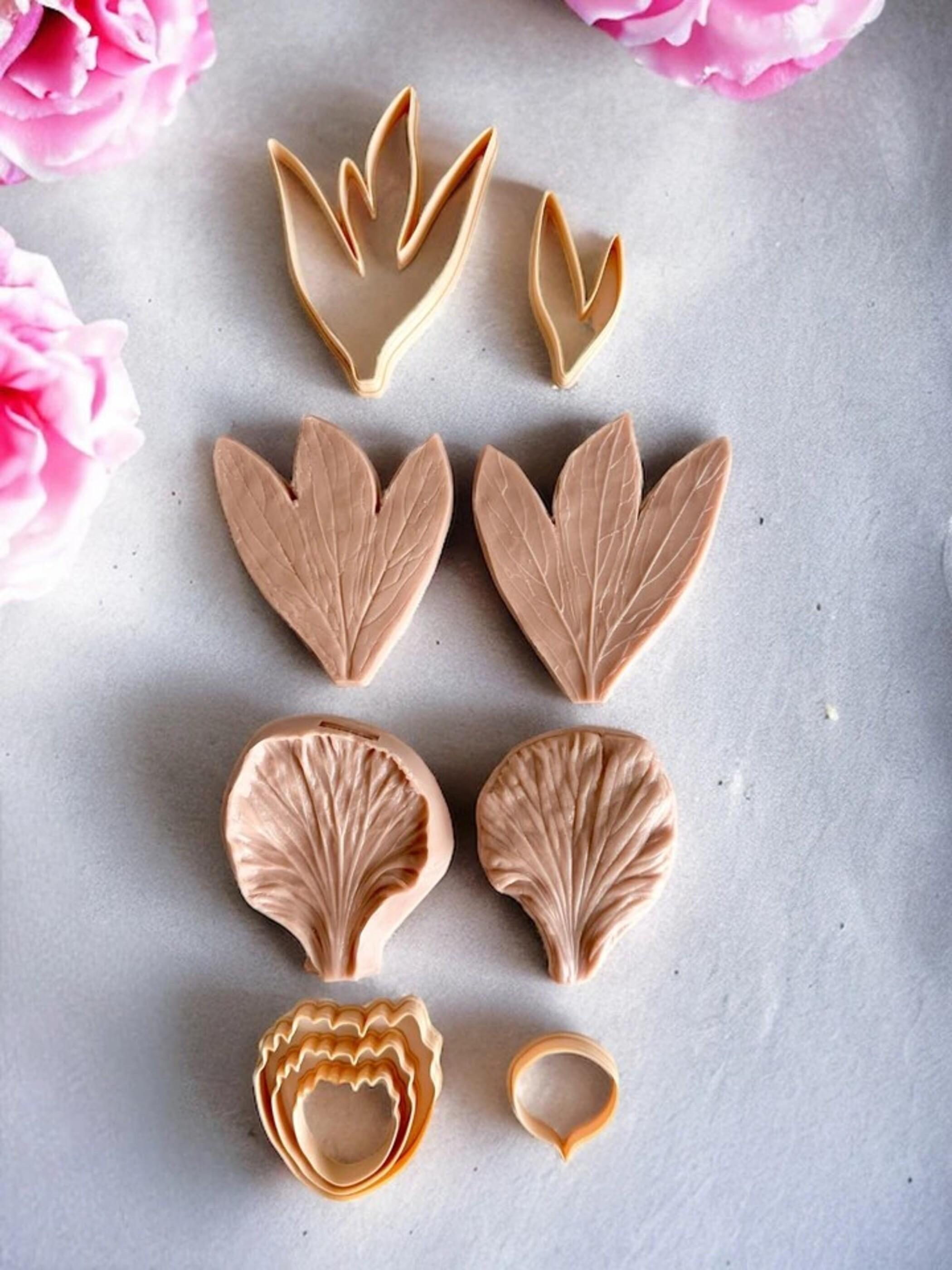 Peony Cutter and Veiner Silicone Mold Set, Polymer Clay Mold and Cutter ...