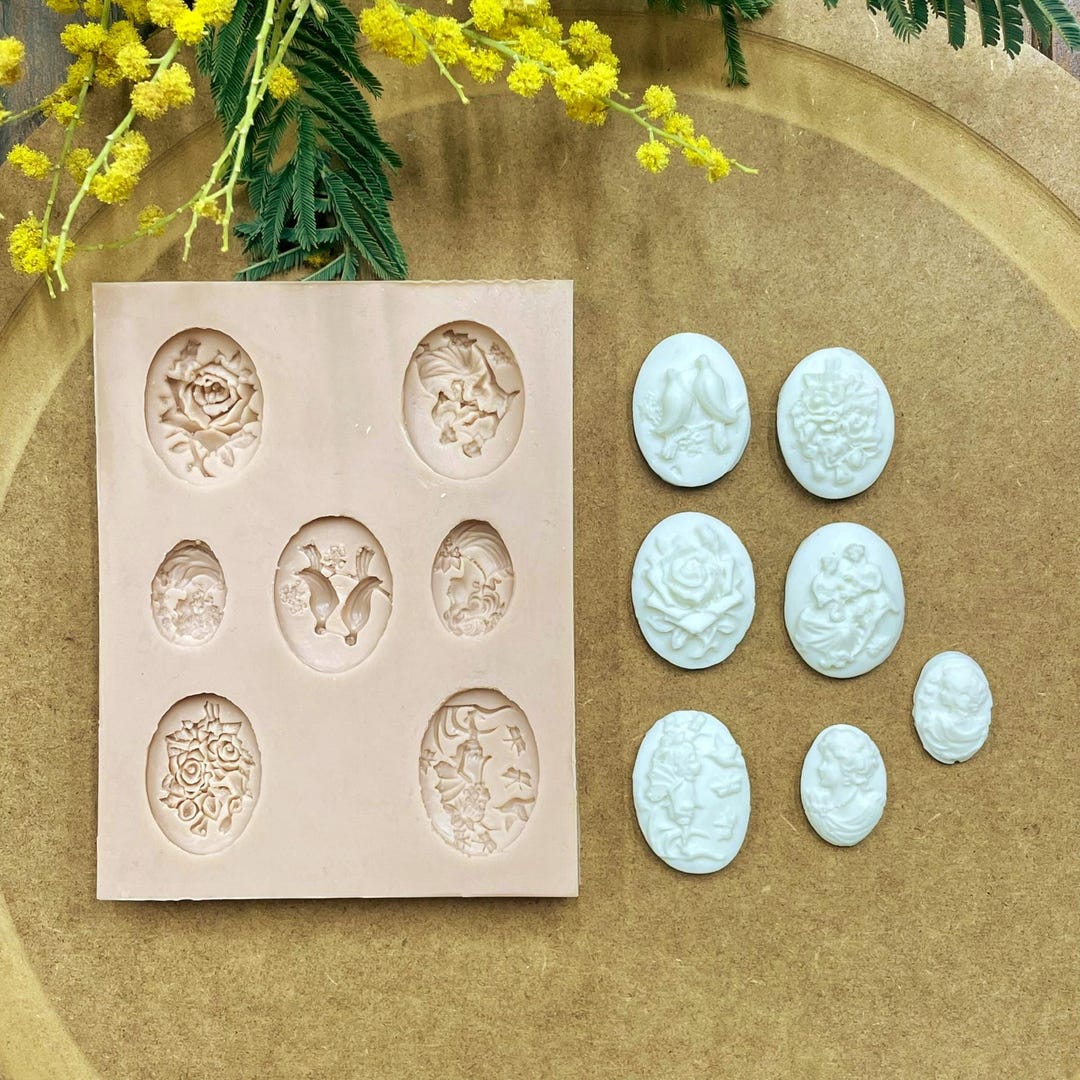 Brooch Polymer Clay Moulds - Vintage Lady Cameo Silicone Molds ...