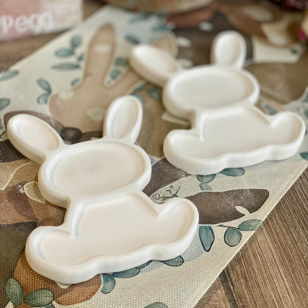 Ready to Paint Bunny Shaped Plate, Unpainted Compartmented Rabbit Plate ...