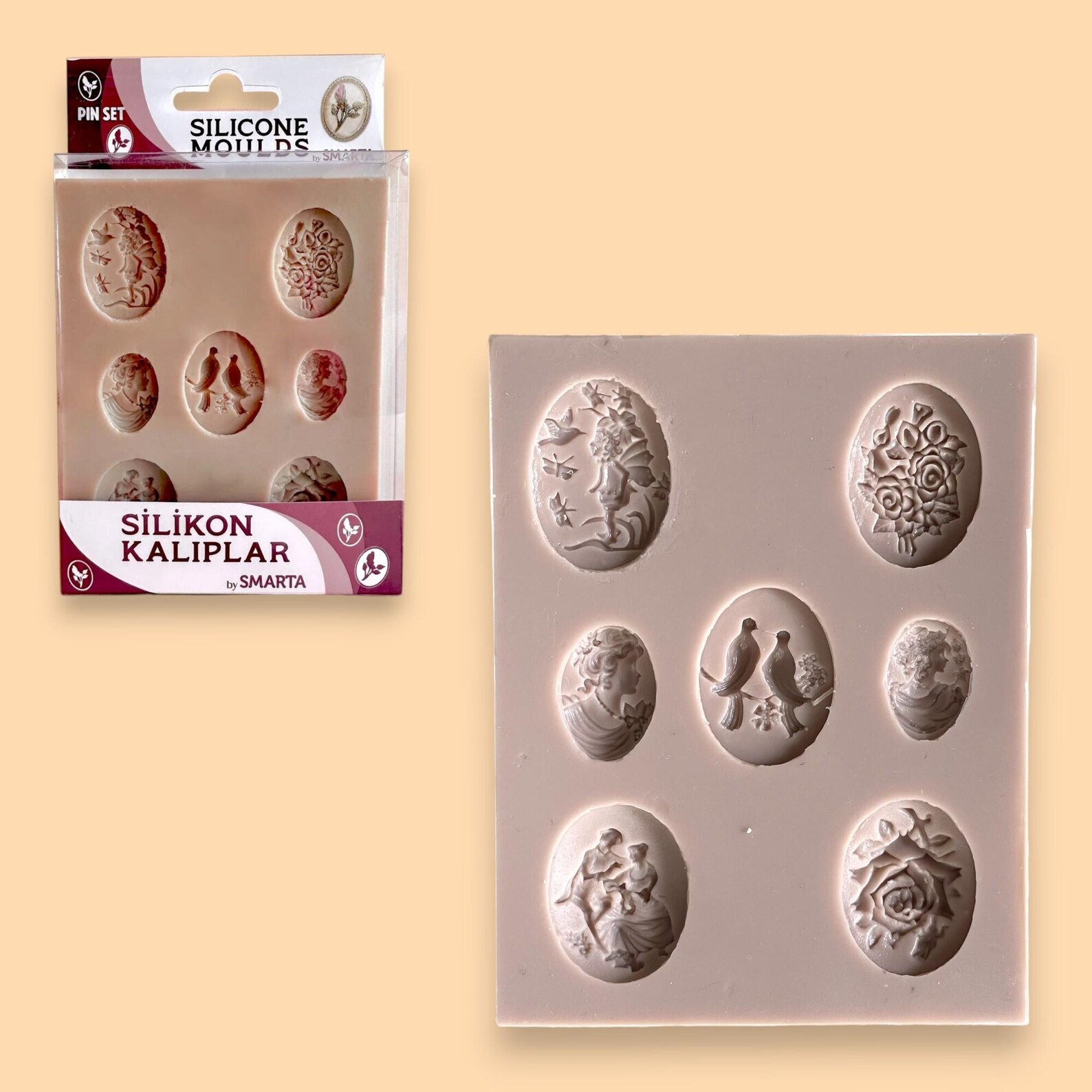 Brooch Polymer Clay Moulds - Vintage Lady Cameo Silicone Molds ...