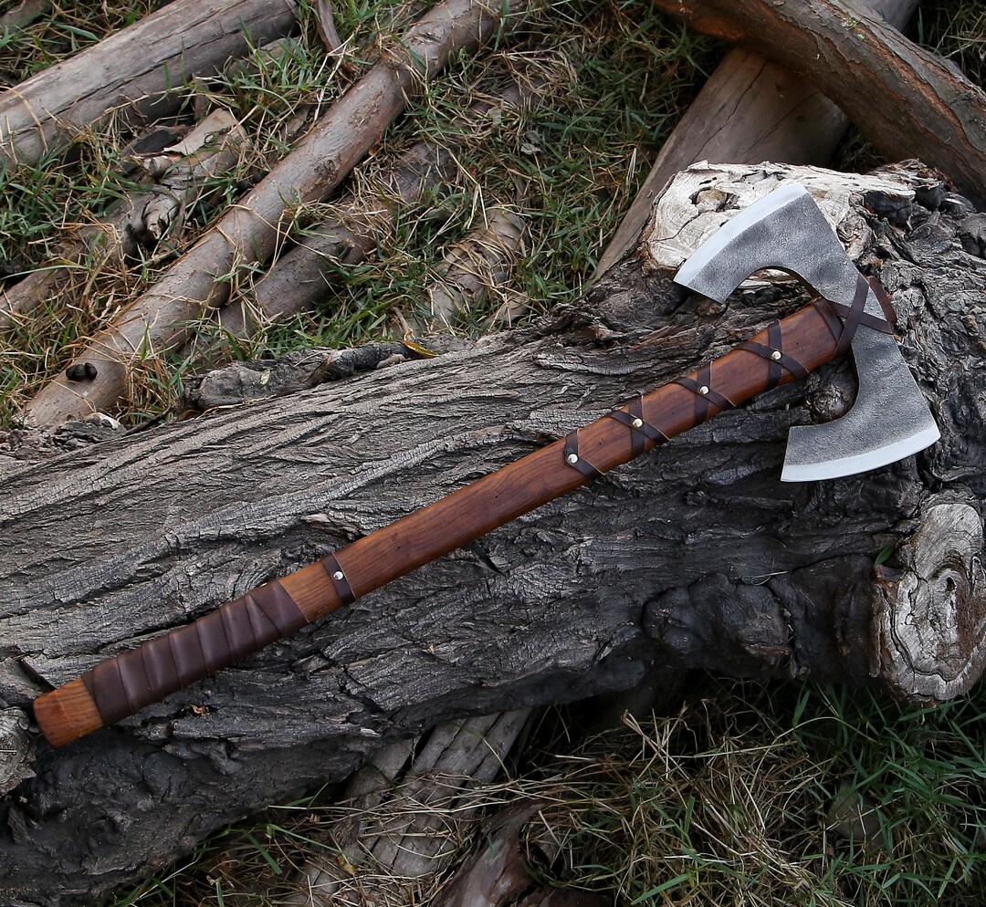 Custom Handmade Double Headed Axe With Leather Sheath Gift for - Etsy ...