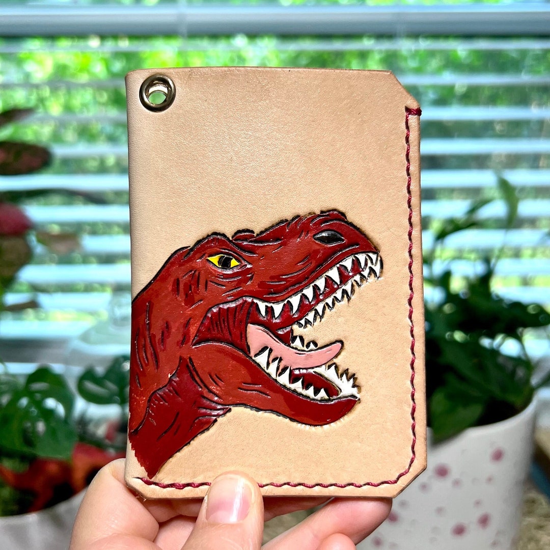 Tyranosaurus Rex Handcrafted Leather Card Wallet / T Rex Minimalist ...
