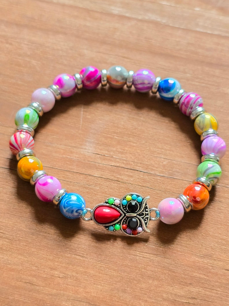 Kids Beaded Bracelet, Multicoloured Elastic Bracelet With Various ...