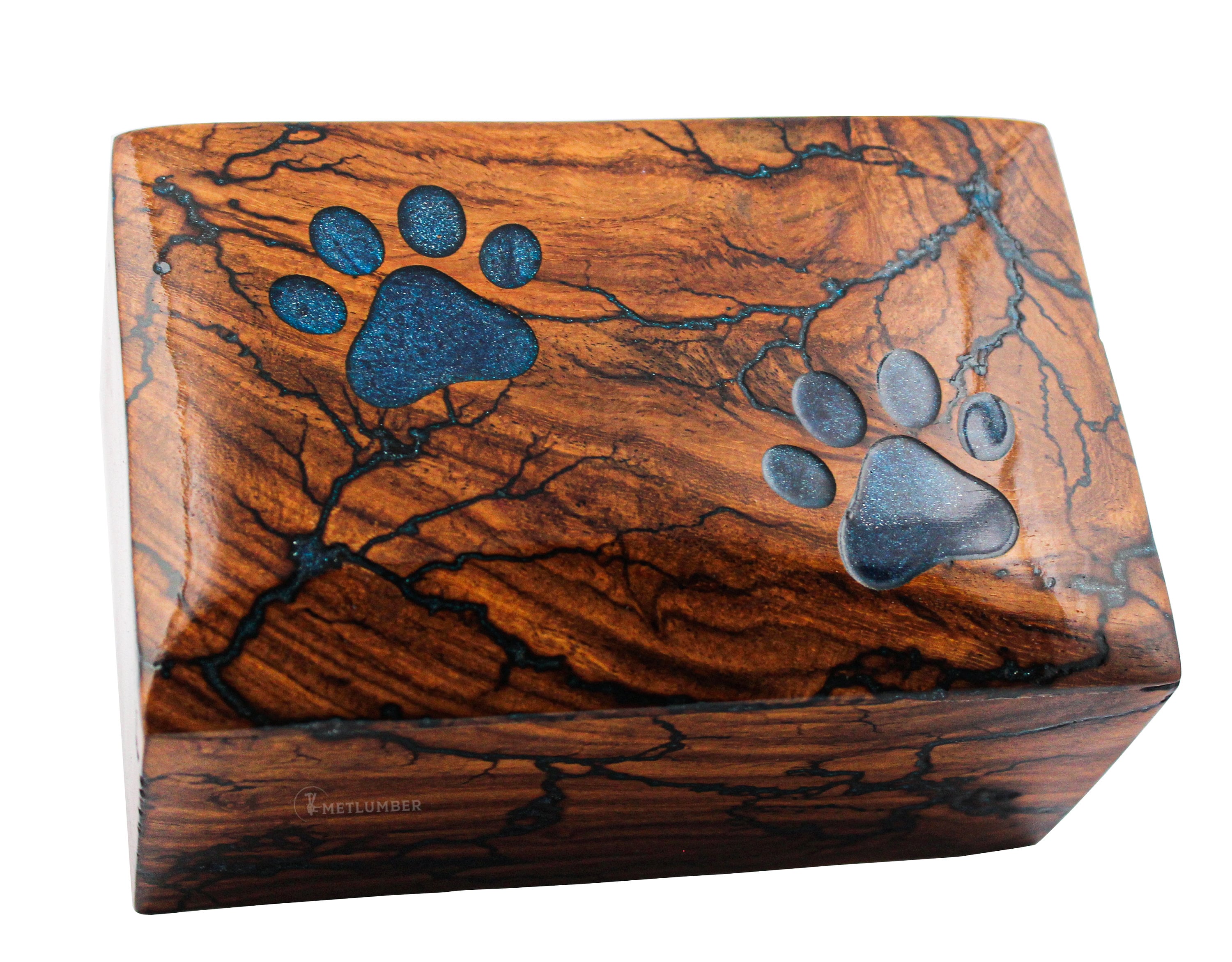 Fractal Burned 2 Paws Pet Cremation Urn for Dogs, Cats Ashes With Epoxy ...