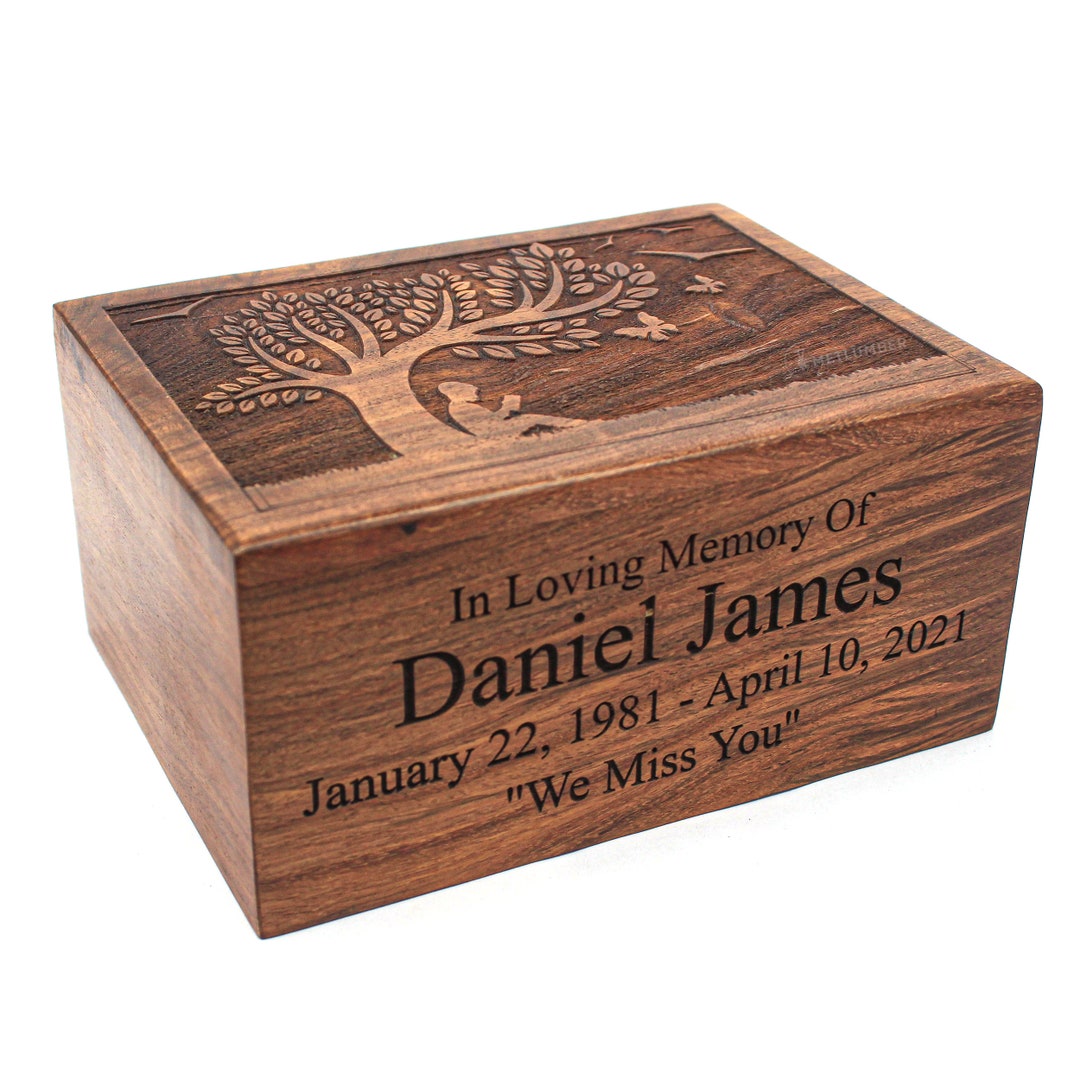 Personalized Wooden Cremation Urn for Human Ashes, Adult Cremation Urns ...