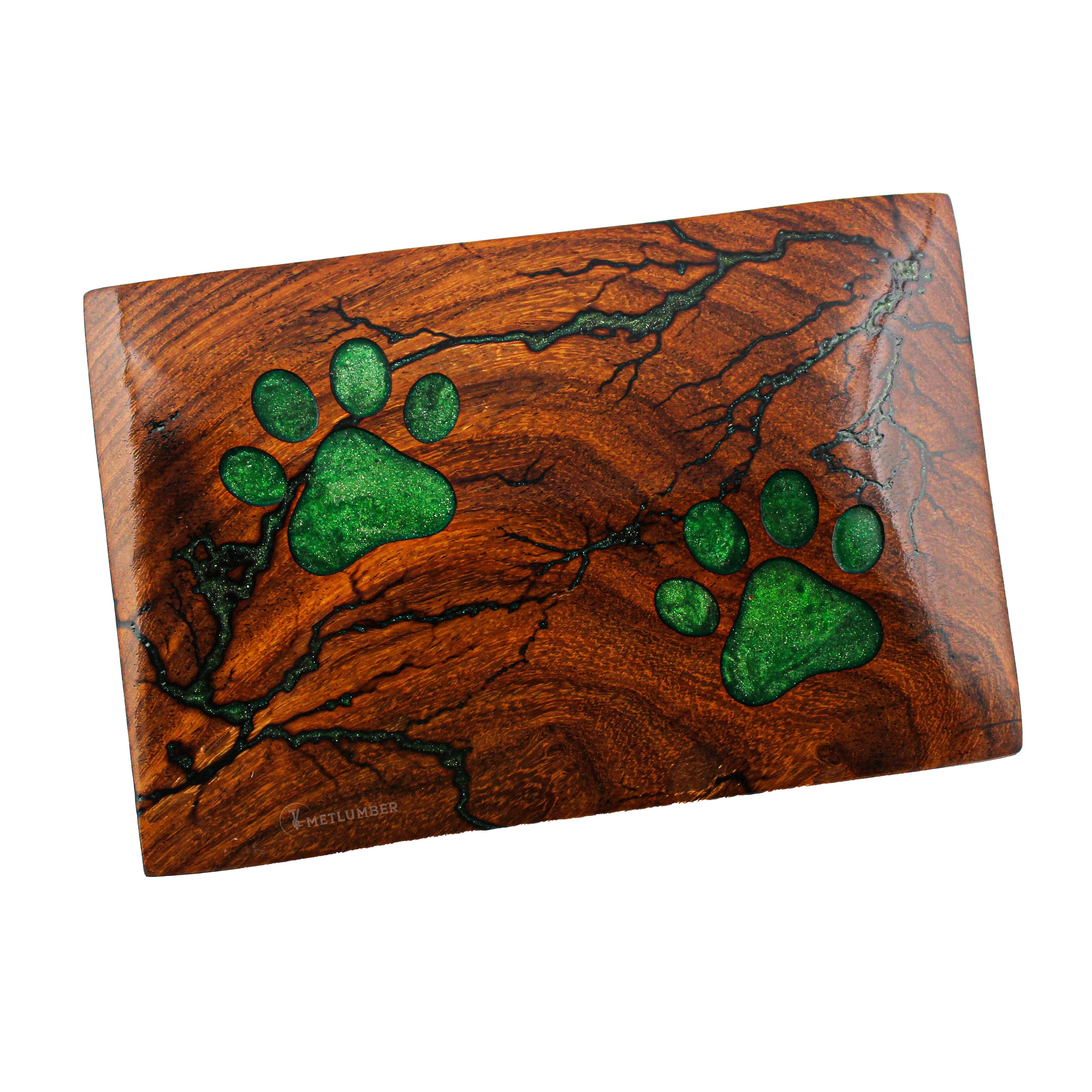 Fractal Burned 2 Paws Pet Cremation Urn for Dogs, Cats Ashes With Epoxy ...
