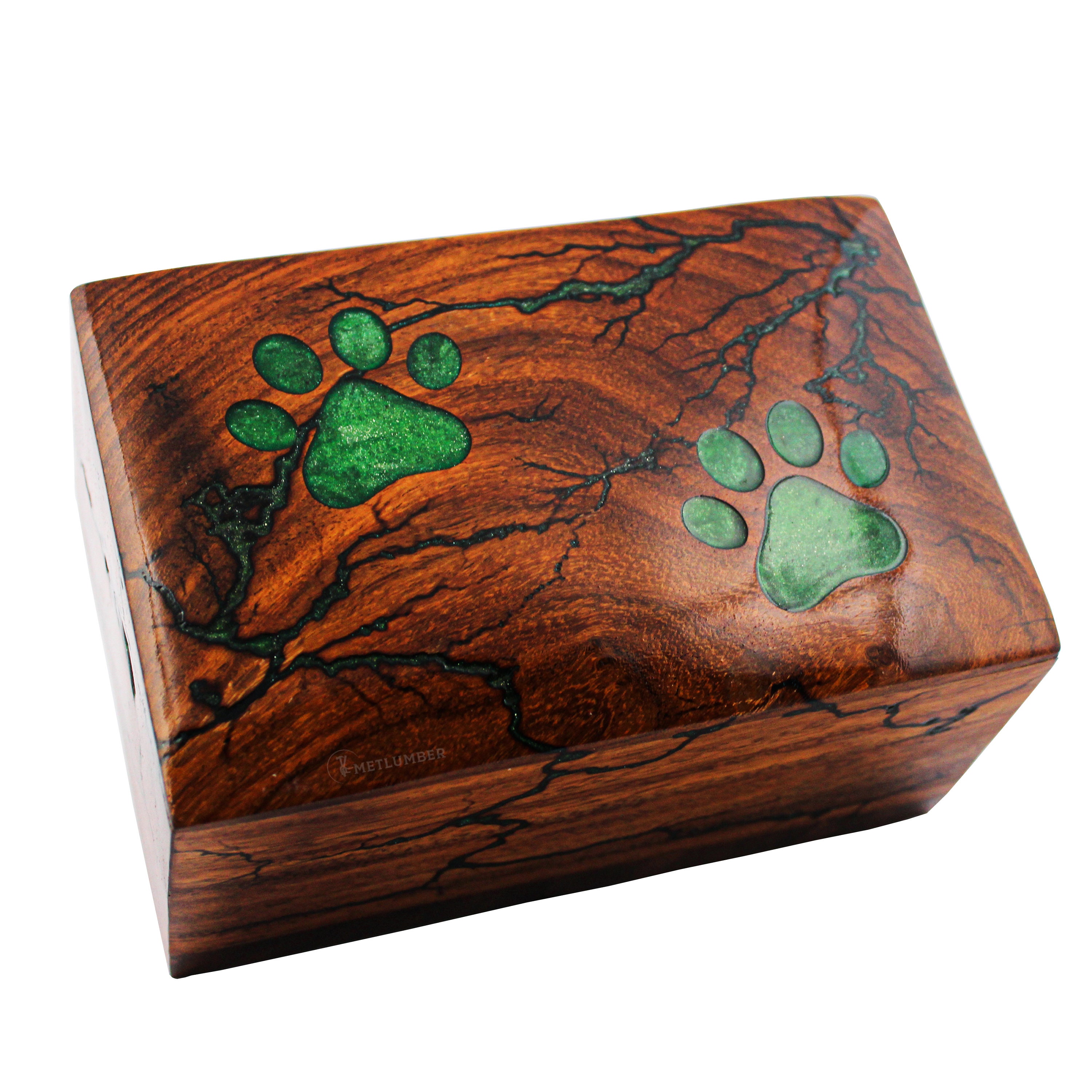 Fractal Burned 2 Paws Pet Cremation Urn for Dogs, Cats Ashes With Epoxy ...