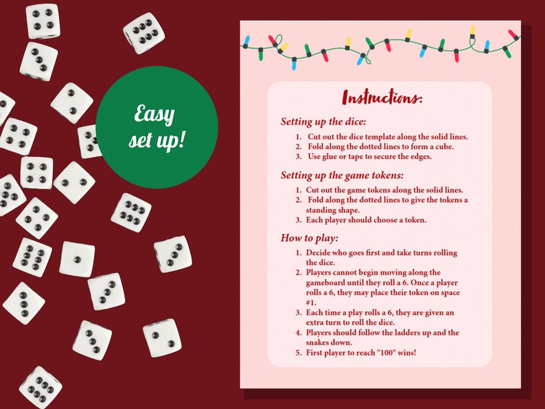 Snakes and Ladders Chutes Board Game Night Christmas Xmas Drinking ...