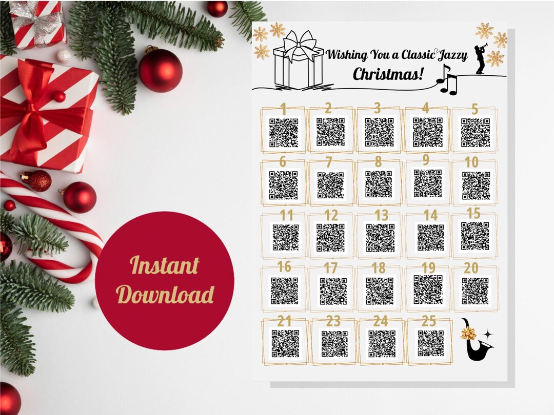 Classic Jazz Christmas Qr-code Advent Calendar | 25-day Countdown ...