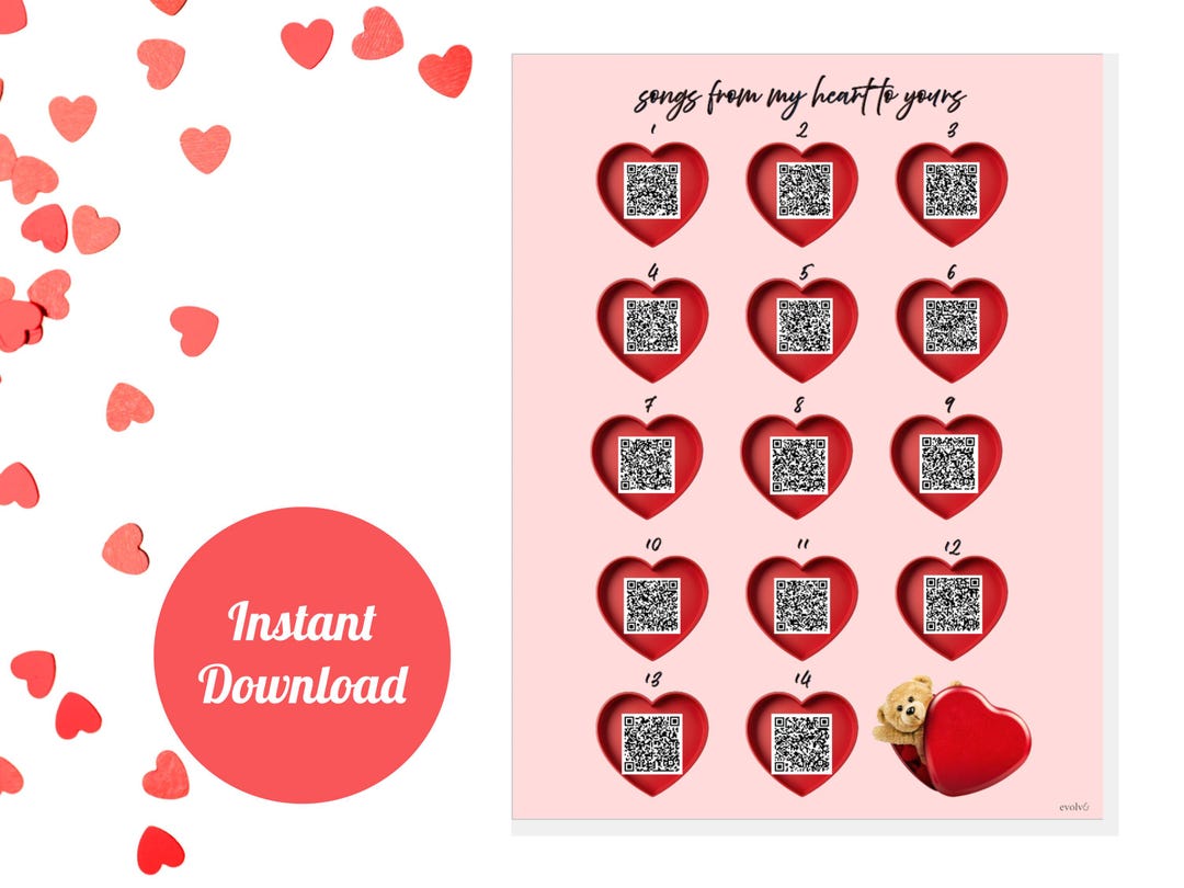 Valentine's Day Love Songs QR Code Calendar (digital Download) - Etsy