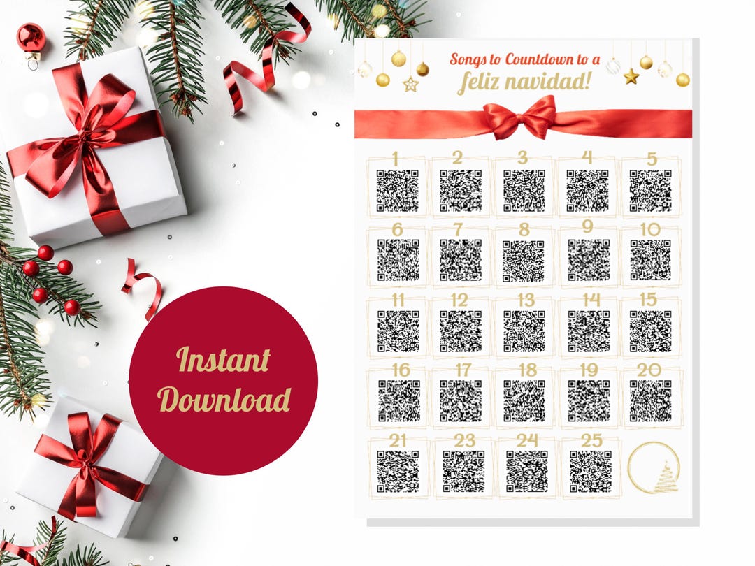 Spanish Latin Christmas Song Advent Calendar: Spotify QR Code (digital ...
