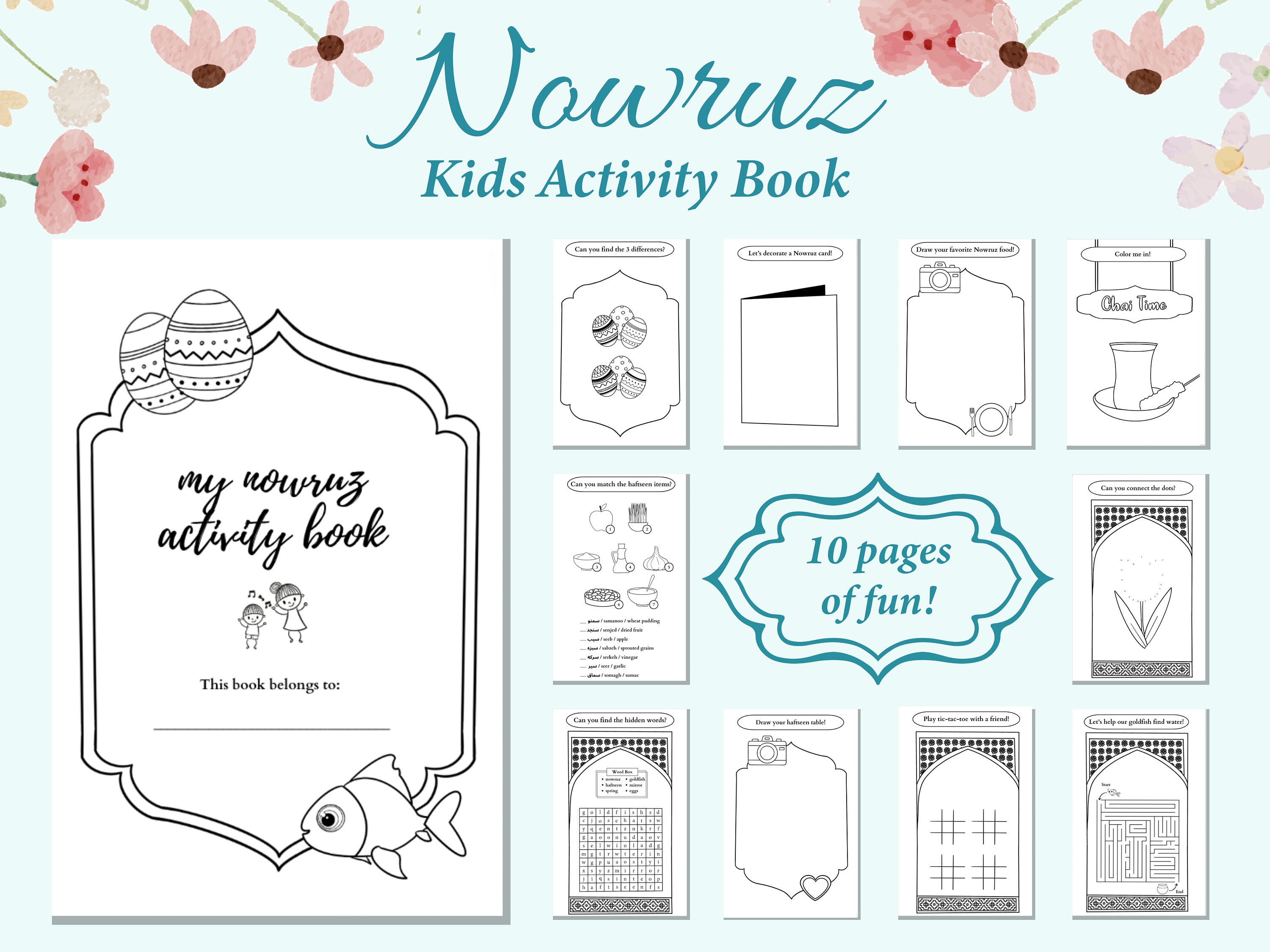 Nowruz Kids Activity Book Persian New Year Holiday Party Gift Favors ...