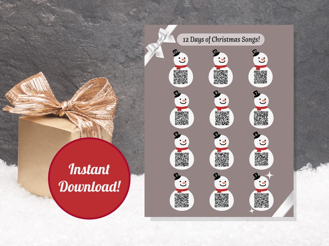 Christmas 12 Days Countdown QR Music Gift Holiday Advent Calendar ...