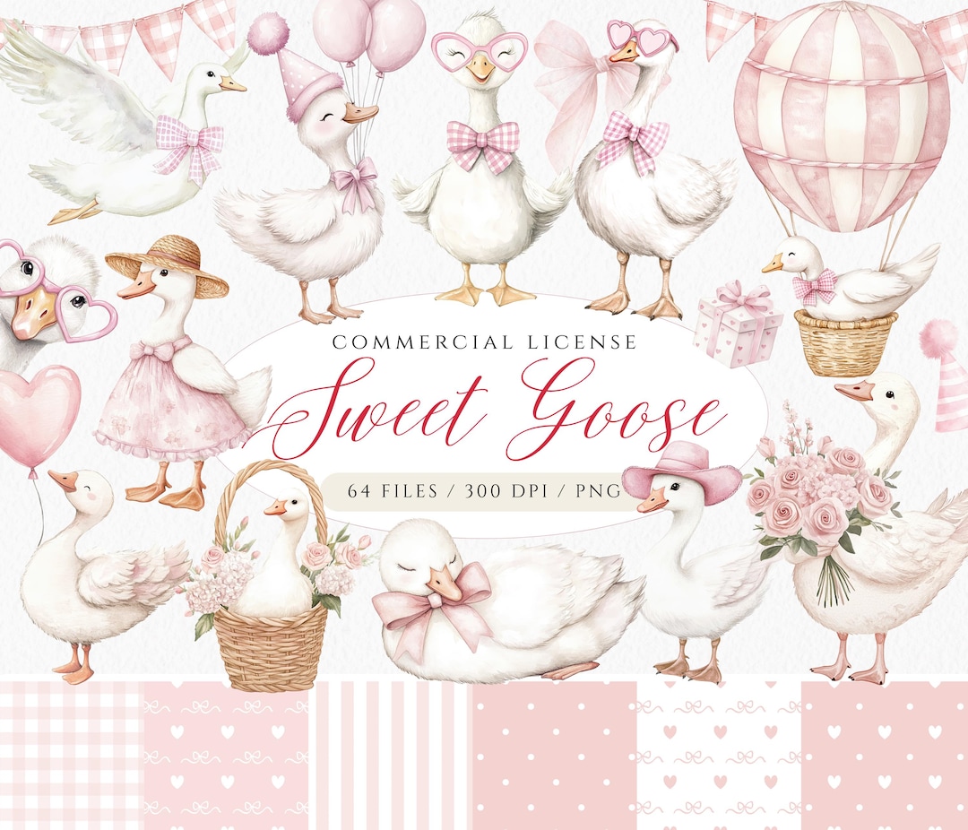 Clipart de ganso tonto con coqueta rosa, baby shower de ganso en ...