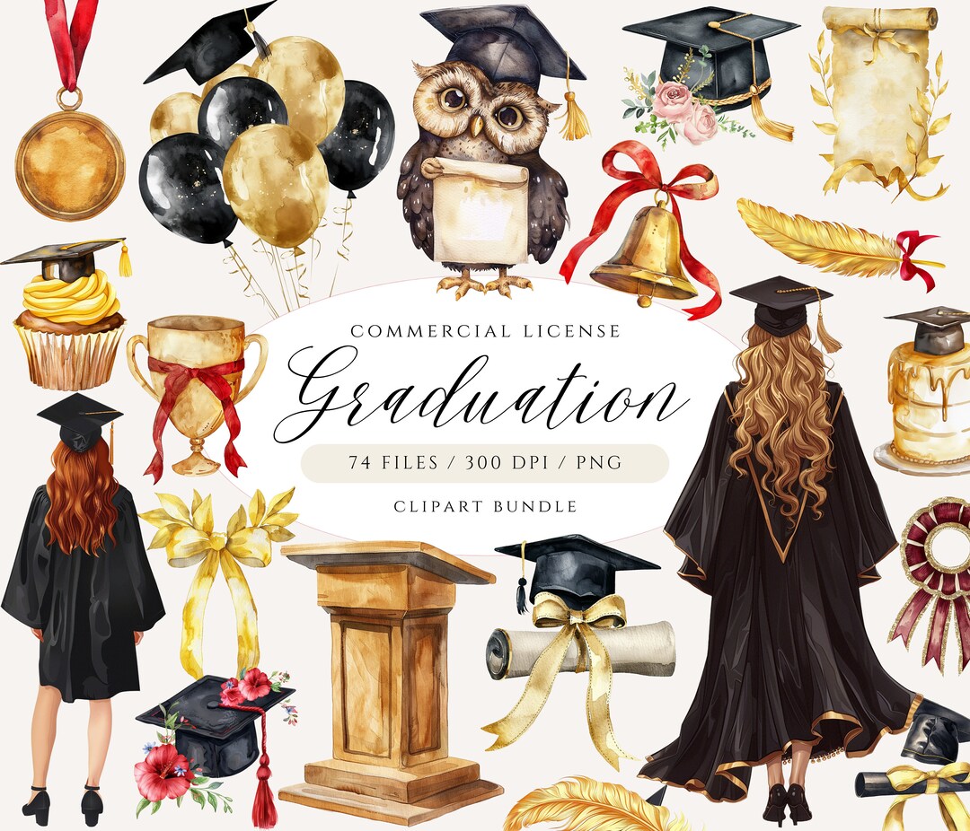 Graduation Clipart Bundle, Graduation Girl Clipart, Graduation PNG Owl ...