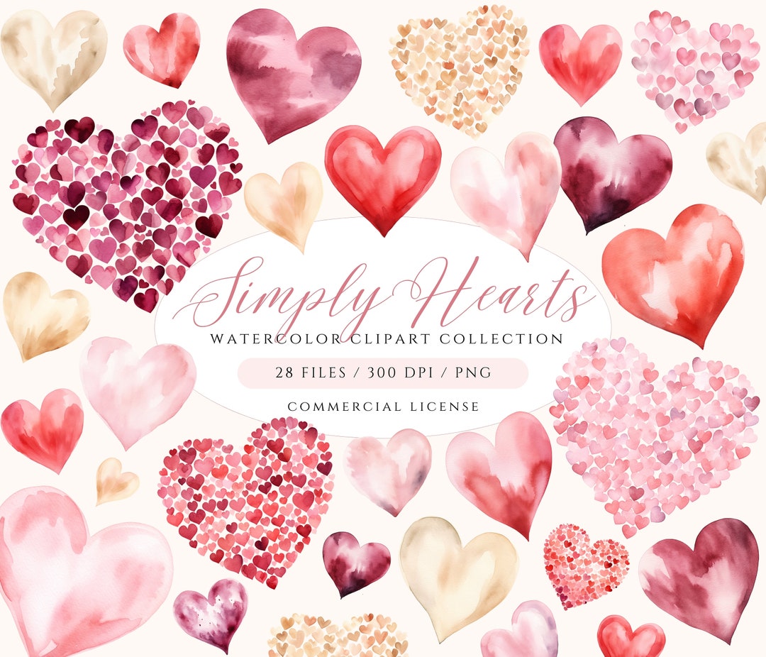 Watercolor Heart Clipart, Valentines Day Clipart, Sweet Valentine ...