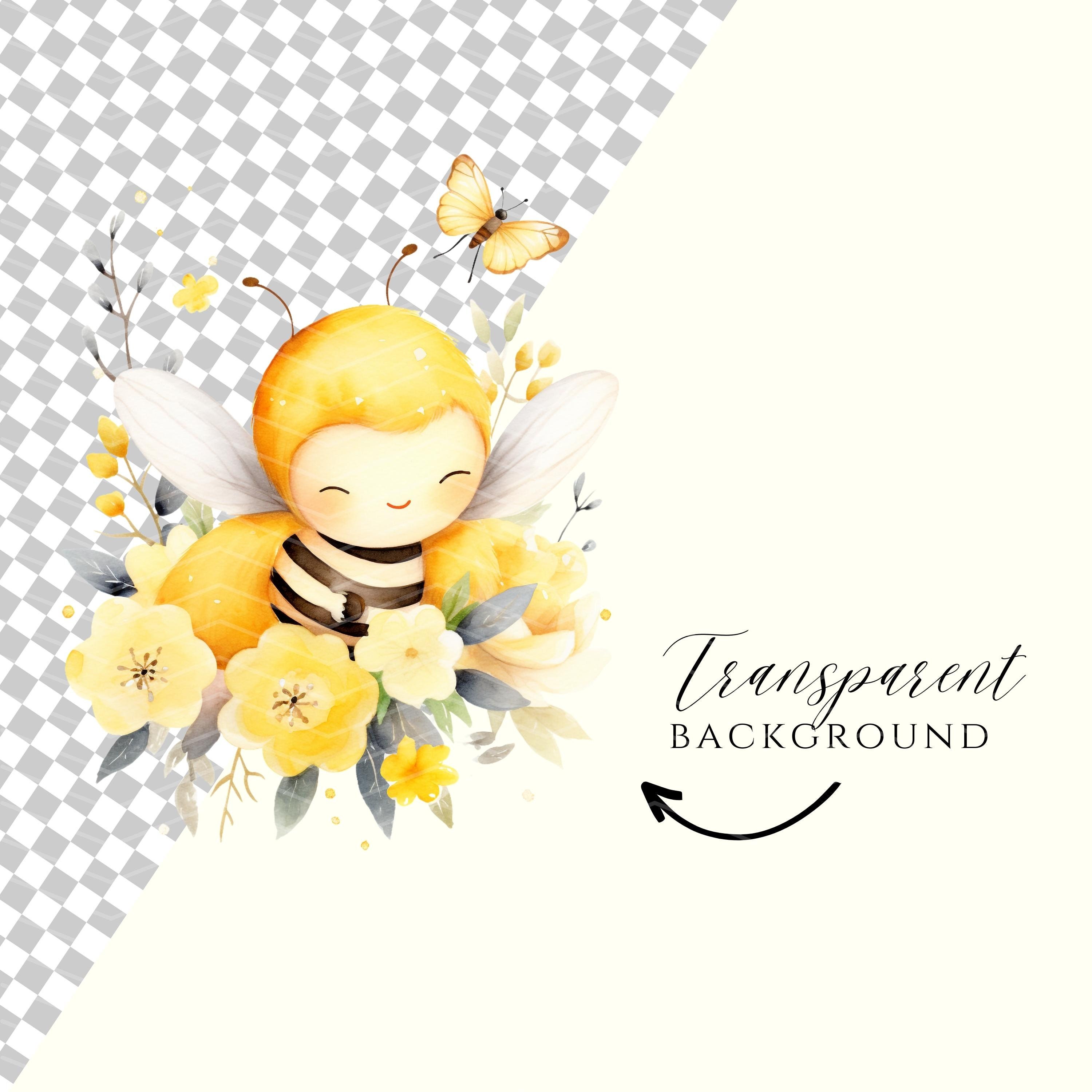 Sweet Honey Bee Watercolor Clipart: Baby Shower PNG (digital Download ...
