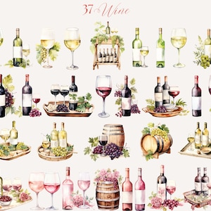400+ Watercolor Cocktail Clipart Bundle: Bar Menu, Champagne, Wine ...